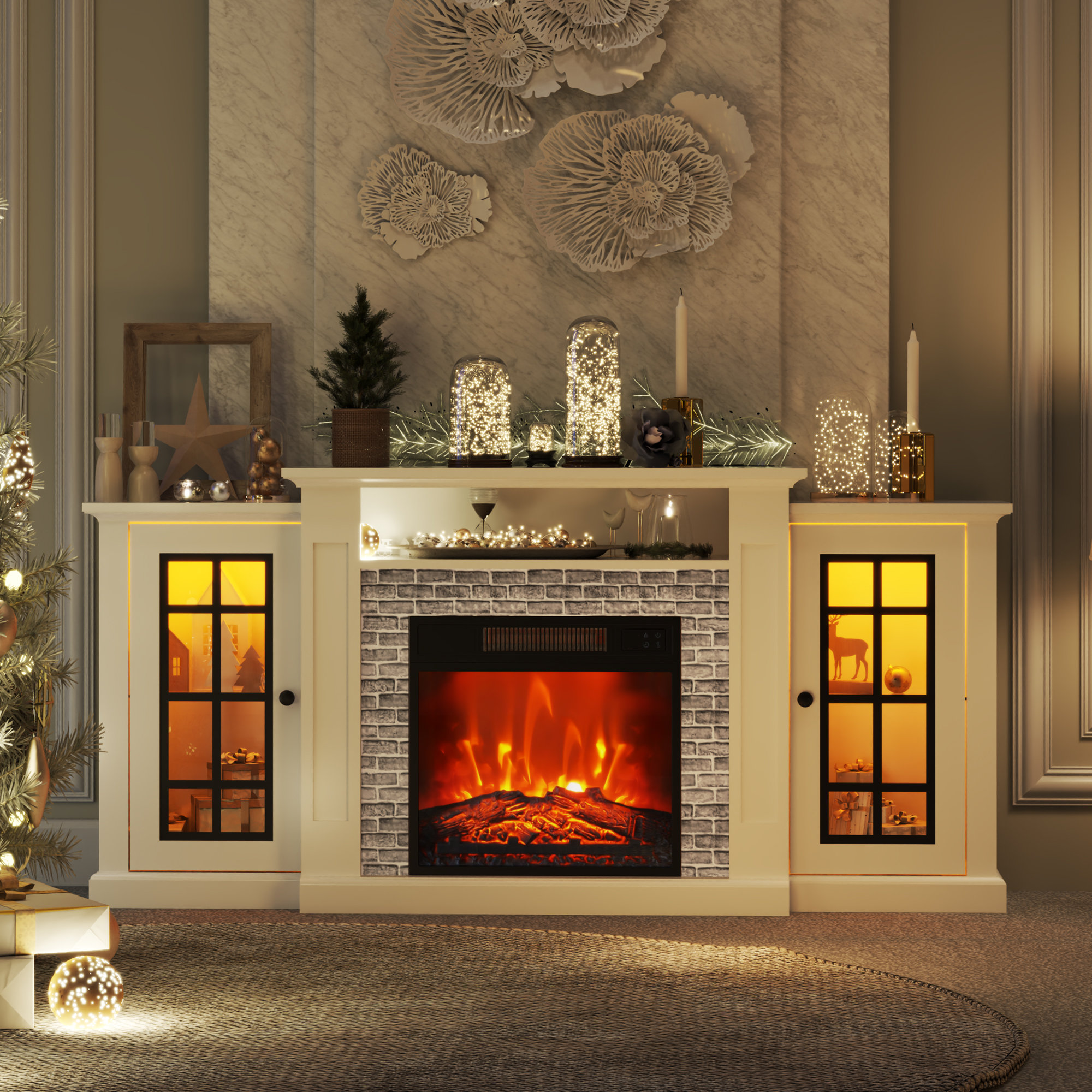 Red Barrel Studio® Elisandro 59'' W Electric Fireplace & Reviews | Wayfair