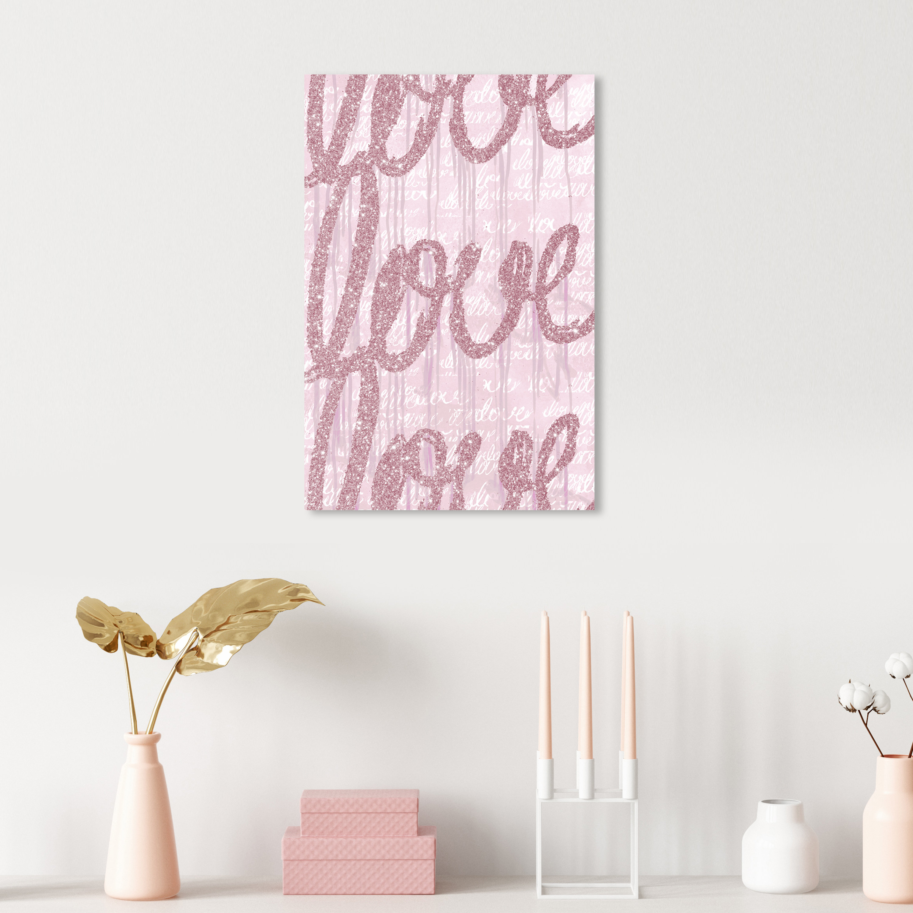 Oliver Gal Prints Round and Round Tall Blush Glitter, Romantic Glam ...