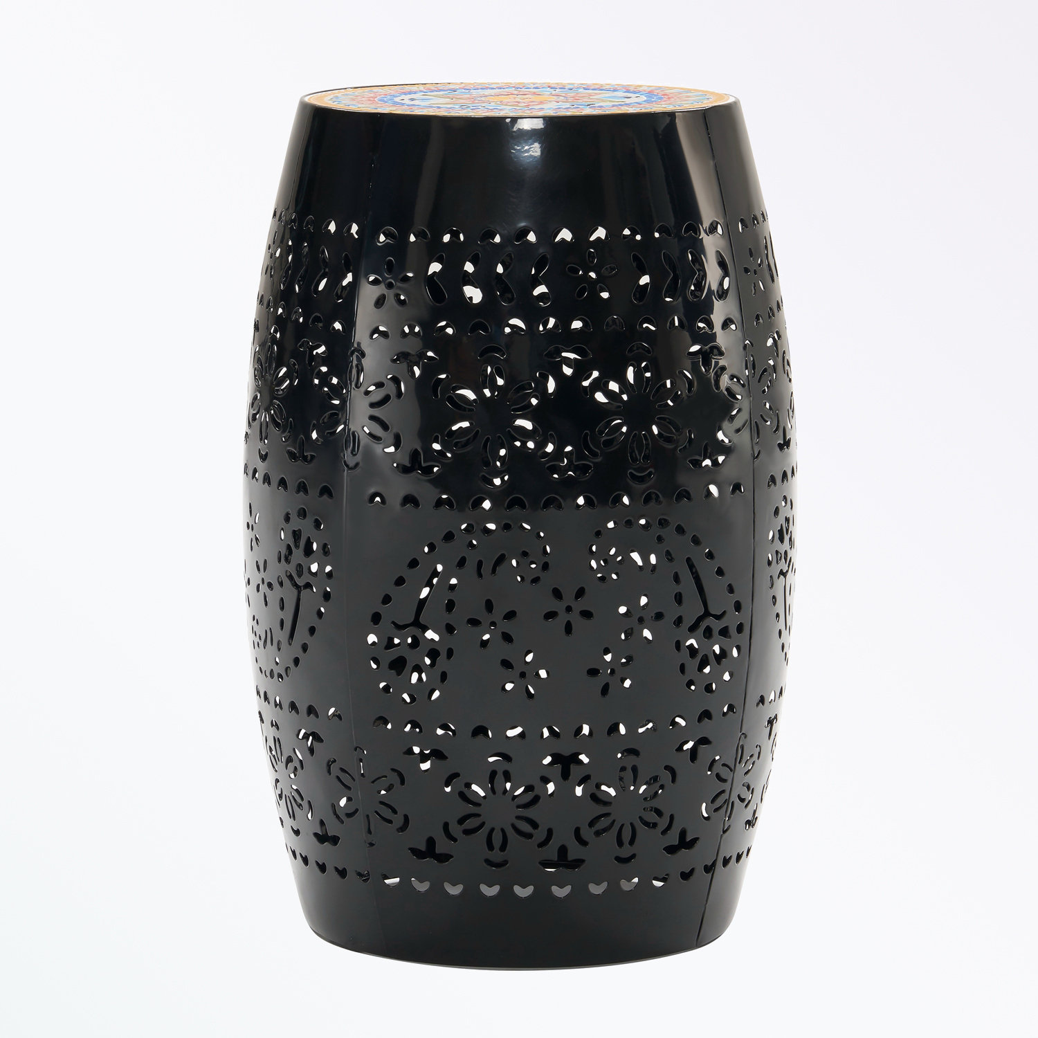 Dakota Fields iron frame round shape Patio table with unique cut-out ...