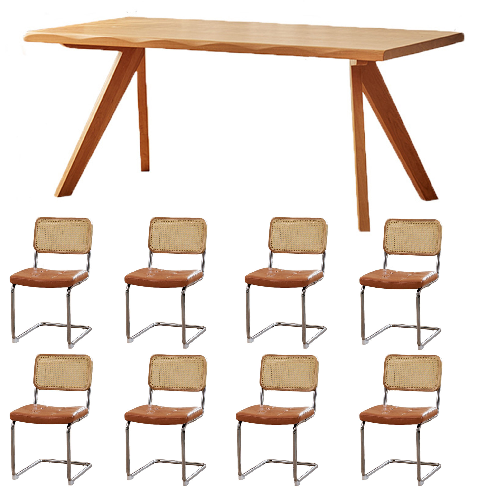 HomeLuxea Minimalist Natural Ash Wood Dining Table Set | Wayfair