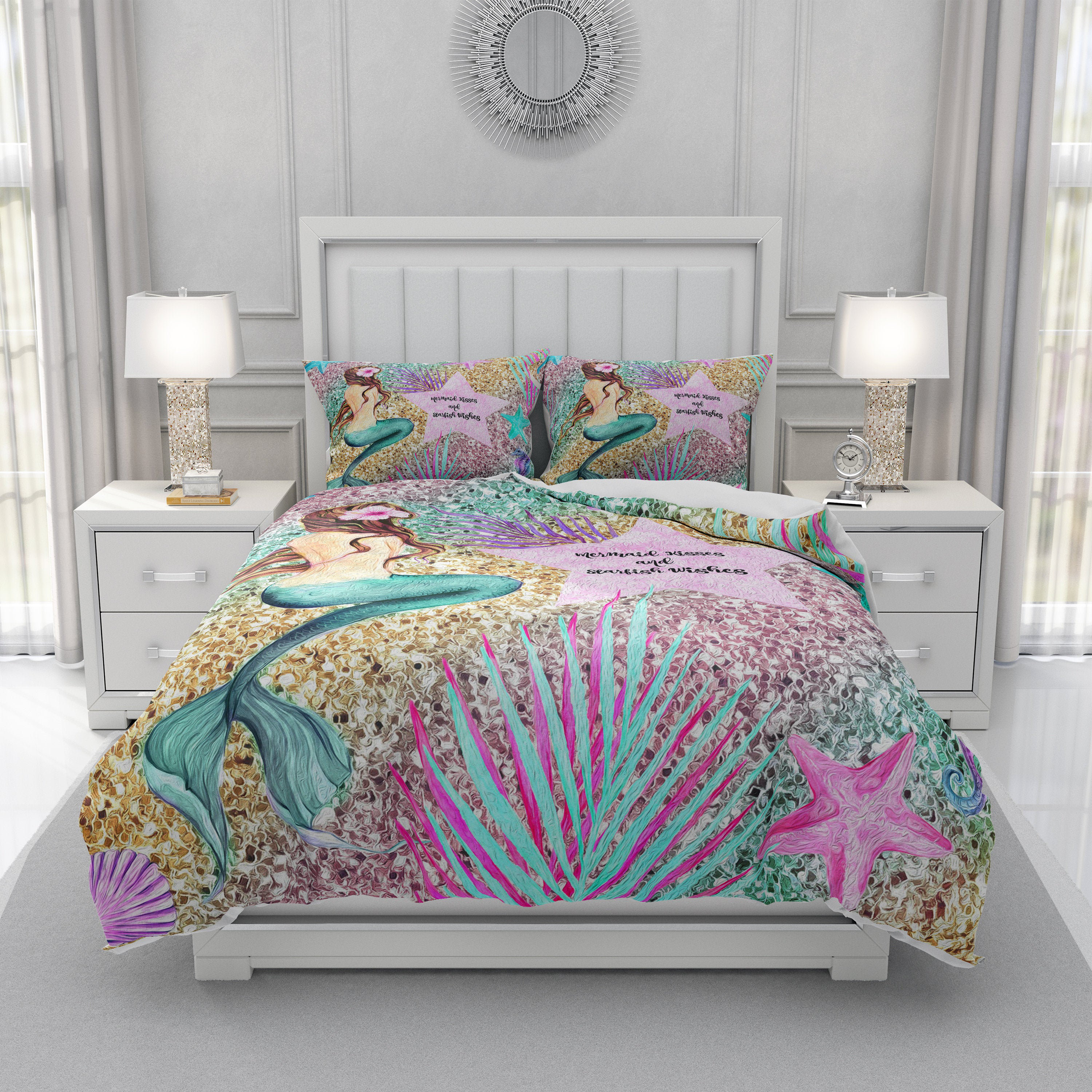Folk N Funky Pastel Mermaid Duvet Cover Set | Wayfair