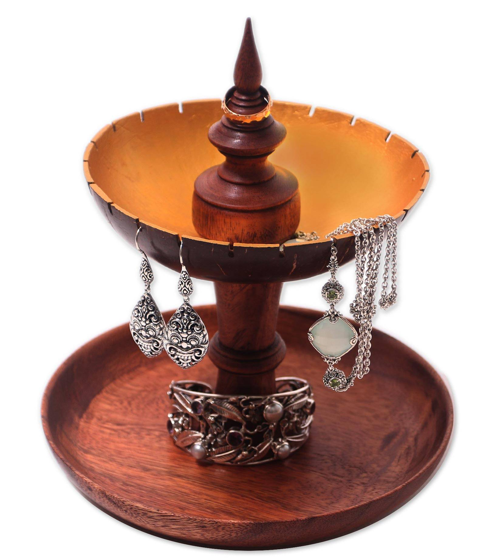 World Menagerie Fountain Wood and Coconut Shell Jewelry Stand | Wayfair