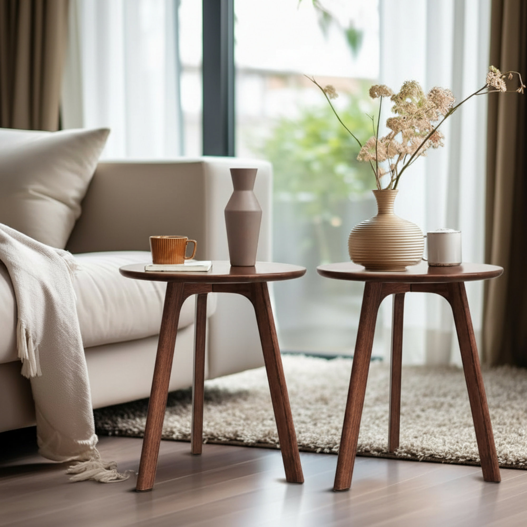 Latitude Run® This 100% Solid Oak Three-Legged Side Table Is Compact ...