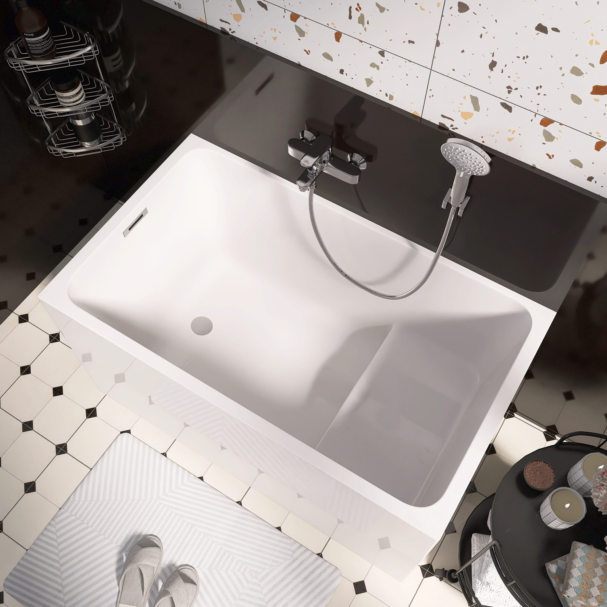 Magic Racks ACRYLIC FREESTANDING RECTANGLE SHAPE BATHTUB WITH SEAT ...
