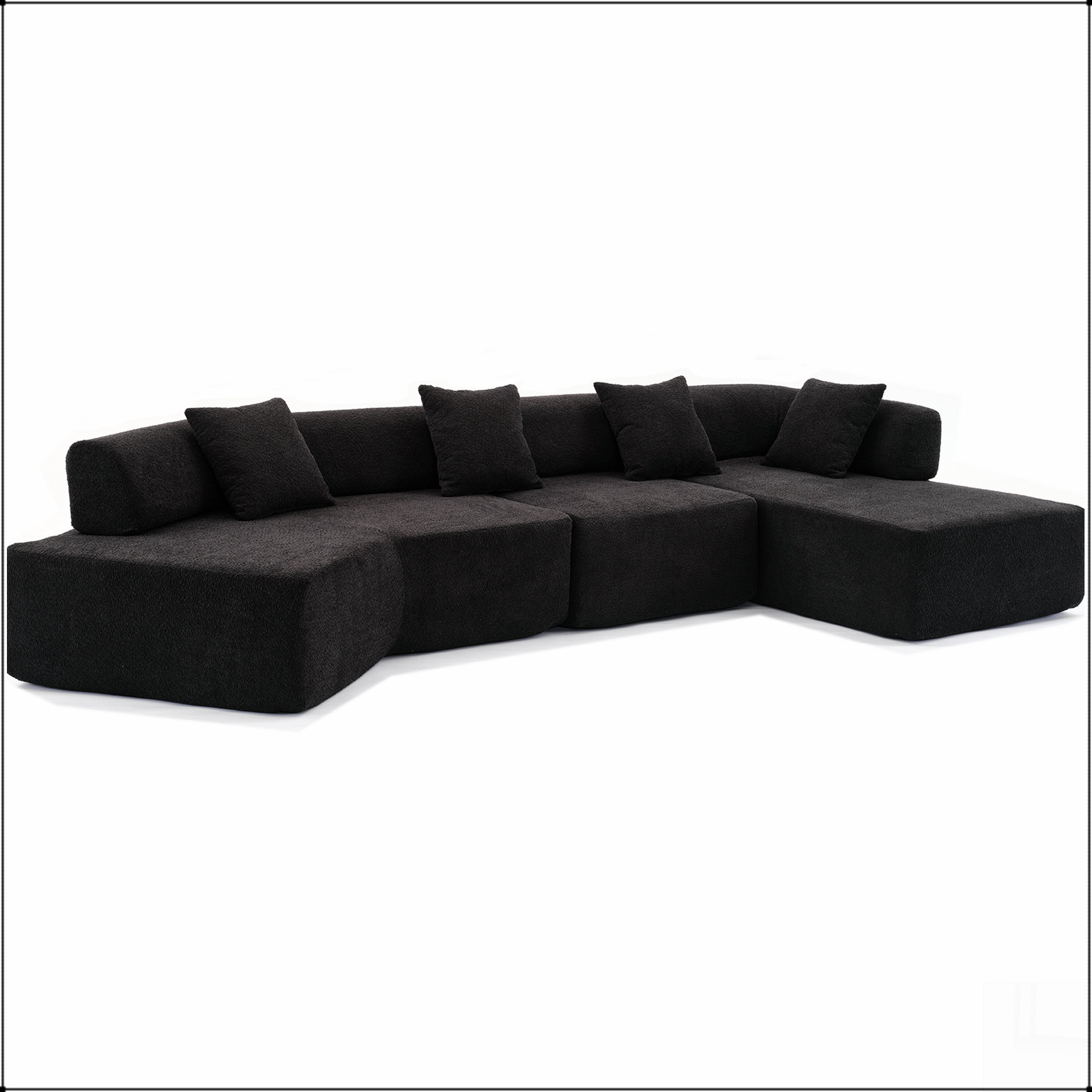 Latitude Run® Modern Minimalist 140" L-Shape Couch ,No Assembly ...