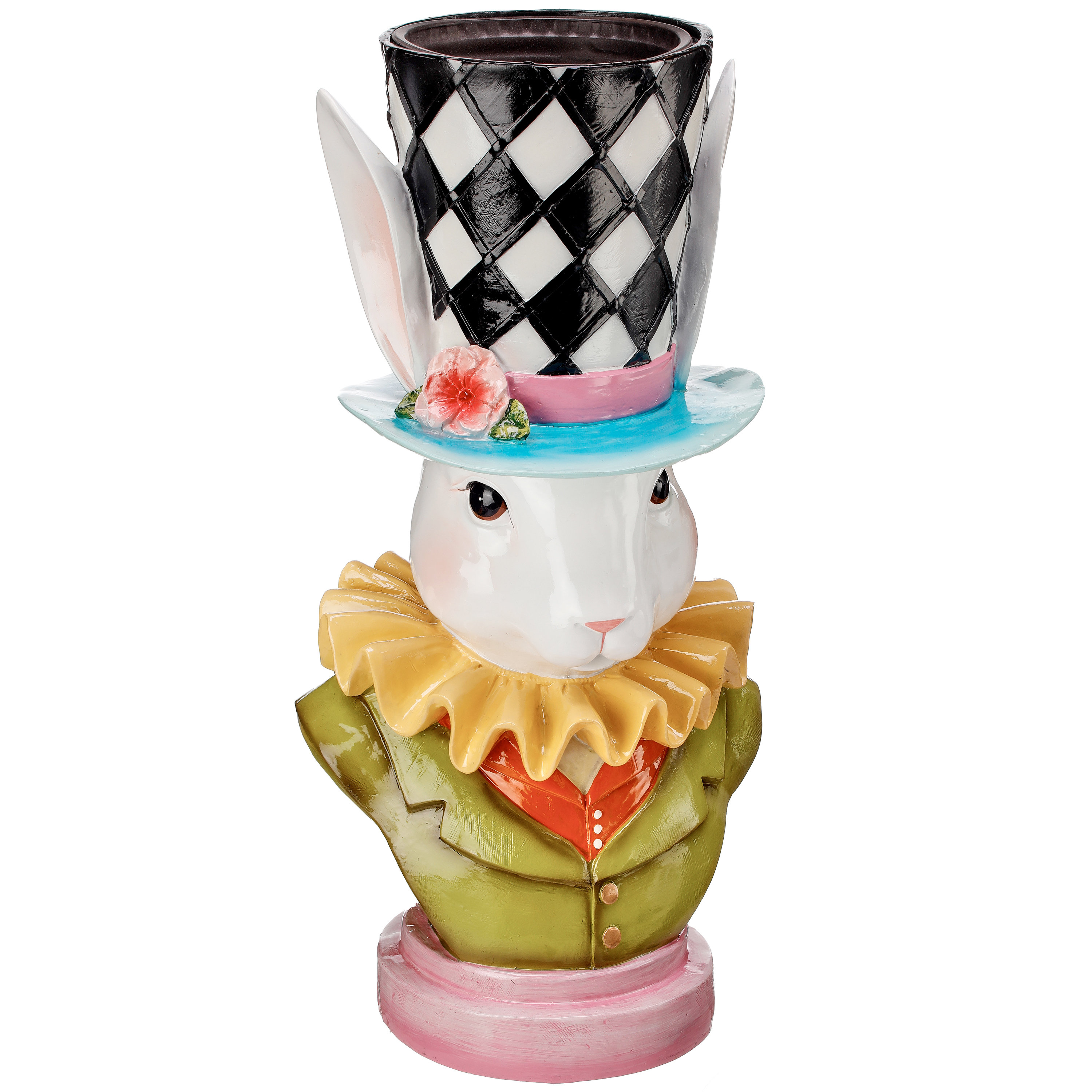 The Holiday Aisle® Resin Hatter Bunny Planter 18.25" | Wayfair