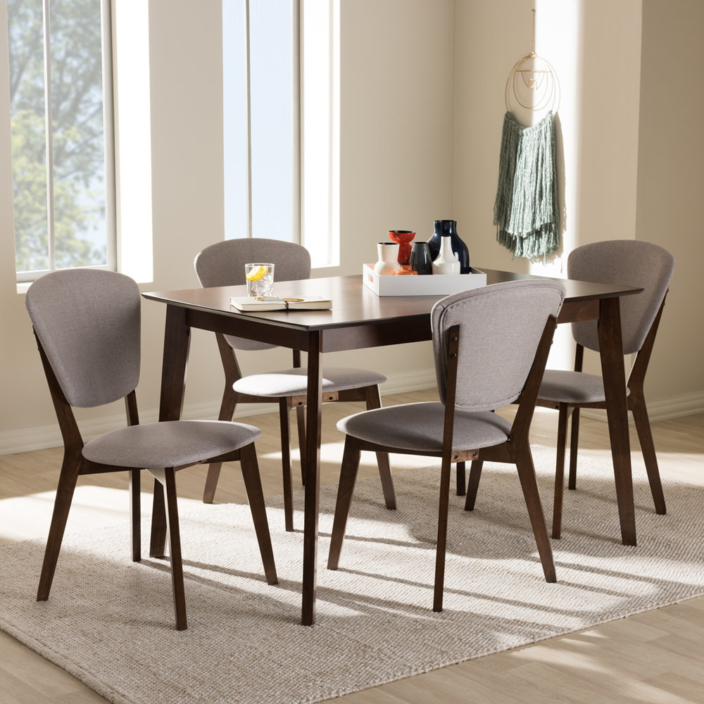 George Oliver Chaparro 5 - Piece Rubberwood Solid Wood Dining Set ...