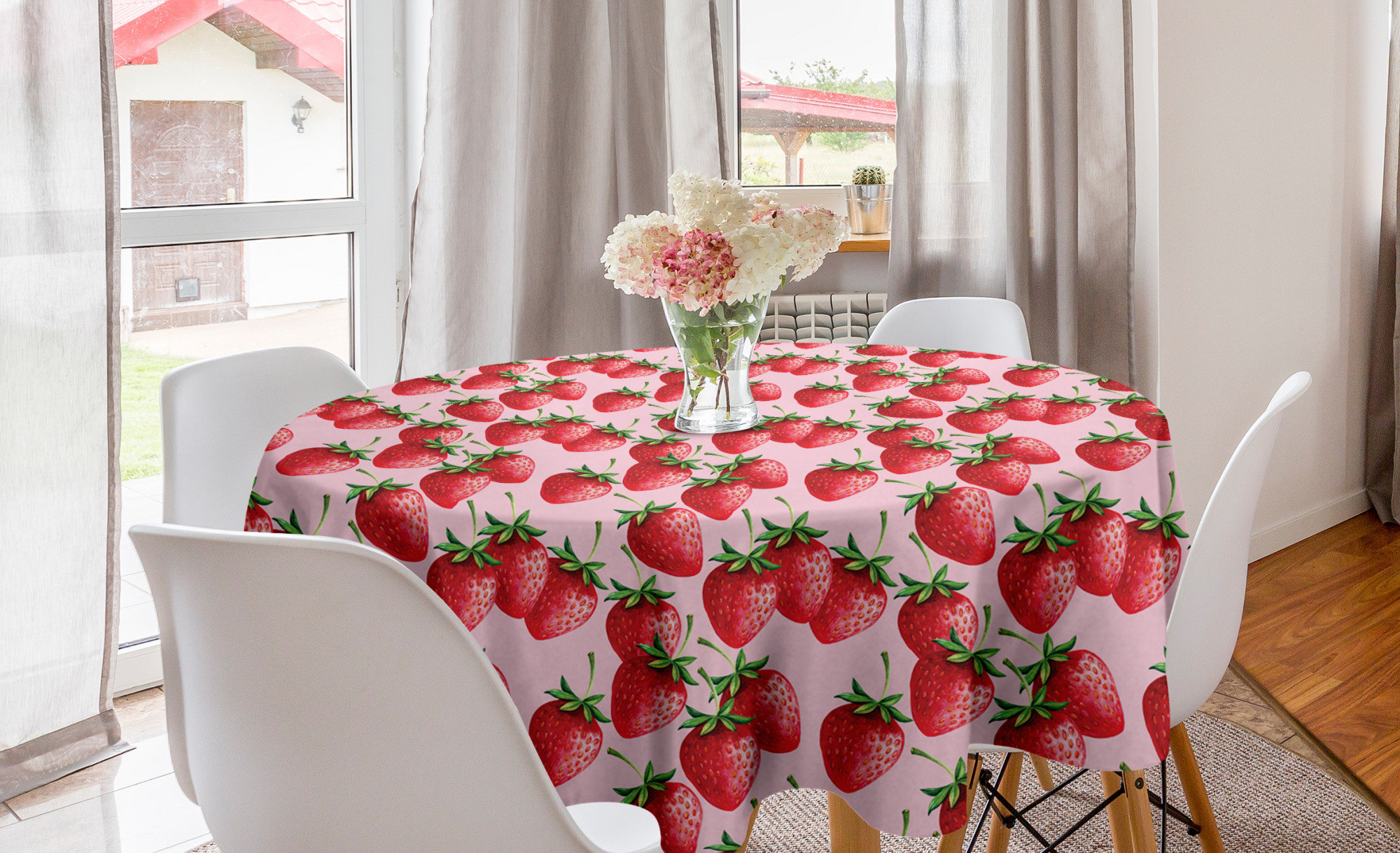 East Urban Home Red Round Tablecloth, Delicious Big Strawberries On ...