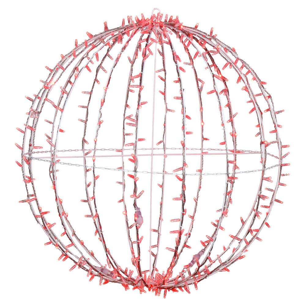 The Holiday Aisle® 480Lt X 40" Fold Flat Red Led Jumbo Hanging Sphere ...