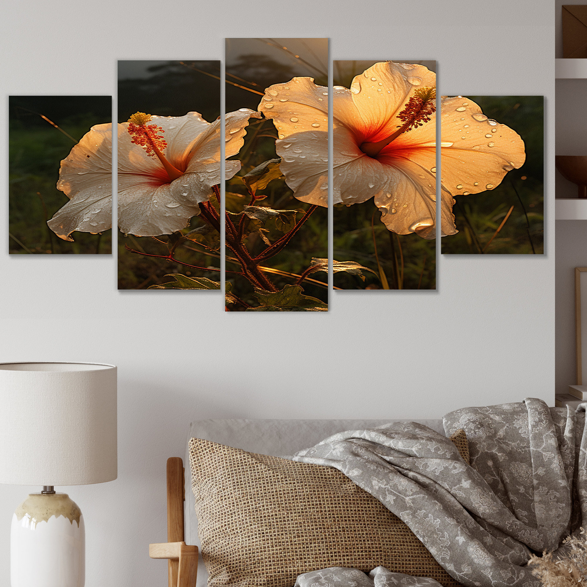 Bay Isle Home Hibiscus Field With Sunset II - Floral Metal Wall Art ...