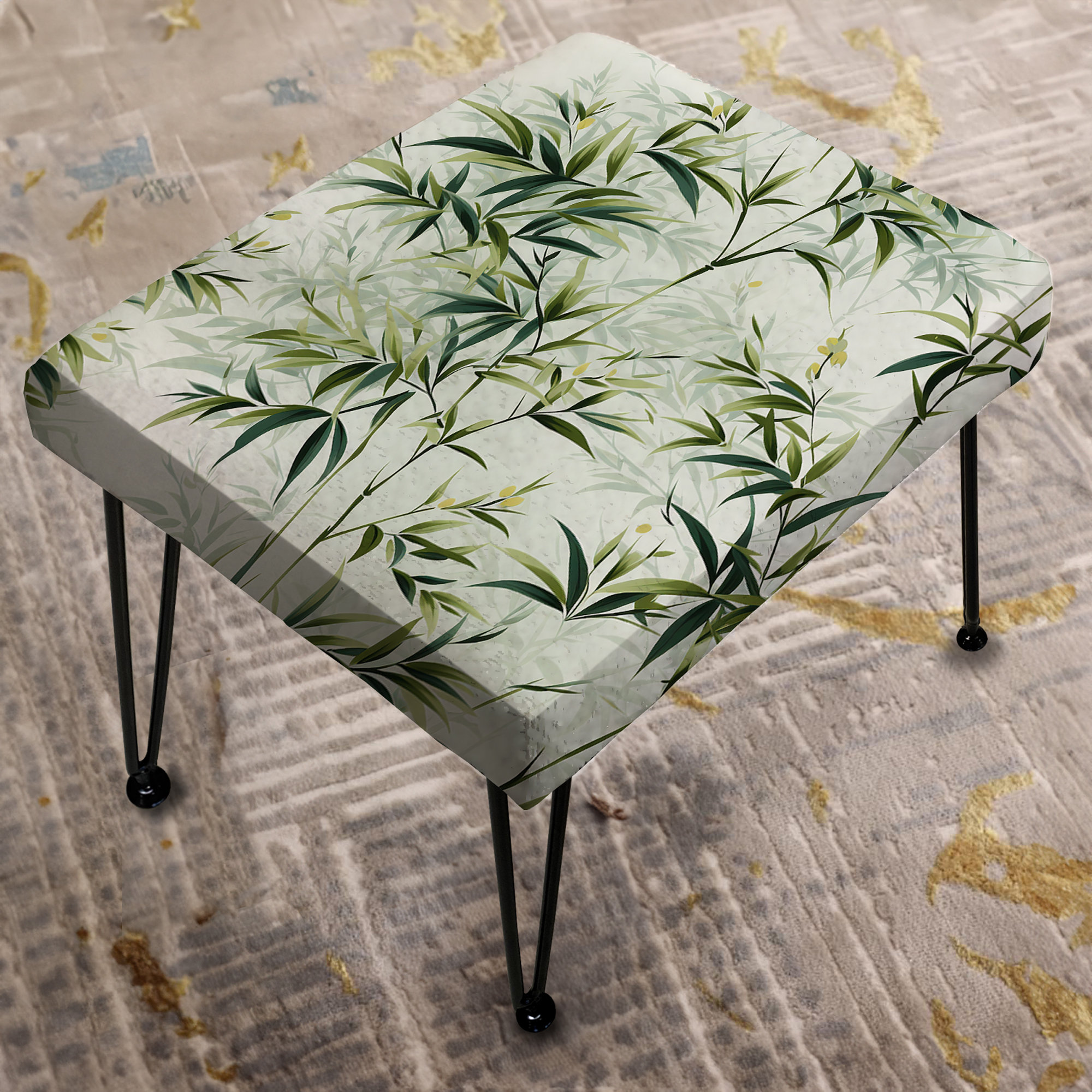 Design Art Bamboo Zen Tropical Pattern - Tropical Rectangle Ottoman ...