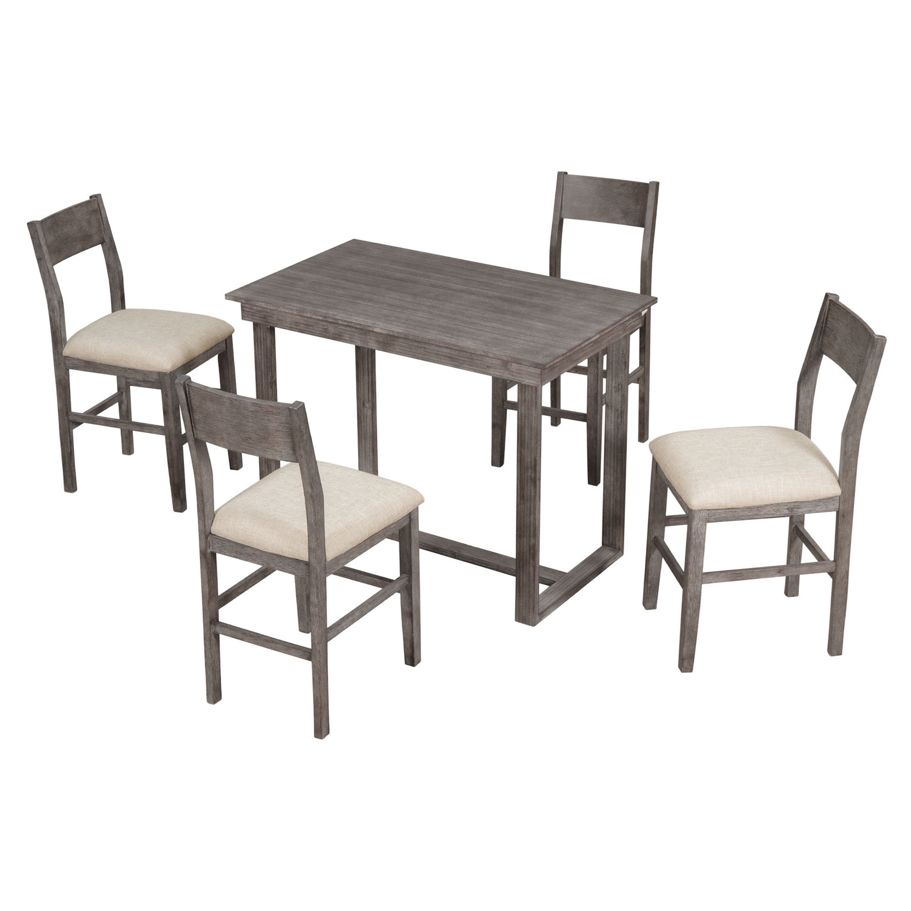August Grove® Farmhouse Counter Height 5-Piece Dining Table Set with 1 ...