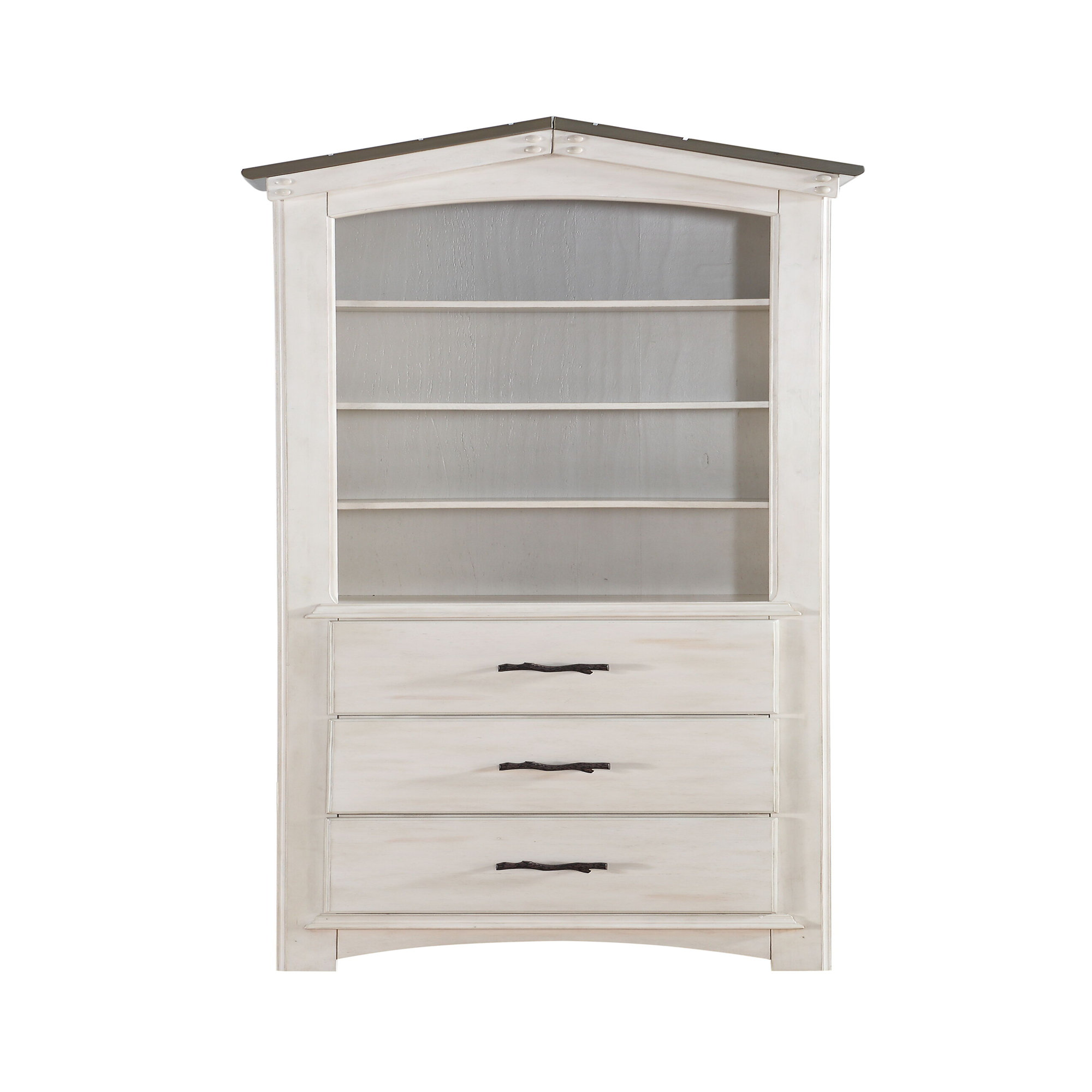 Winston Porter Tree House Weathered White & Washed Gray Finish Bookcase ...