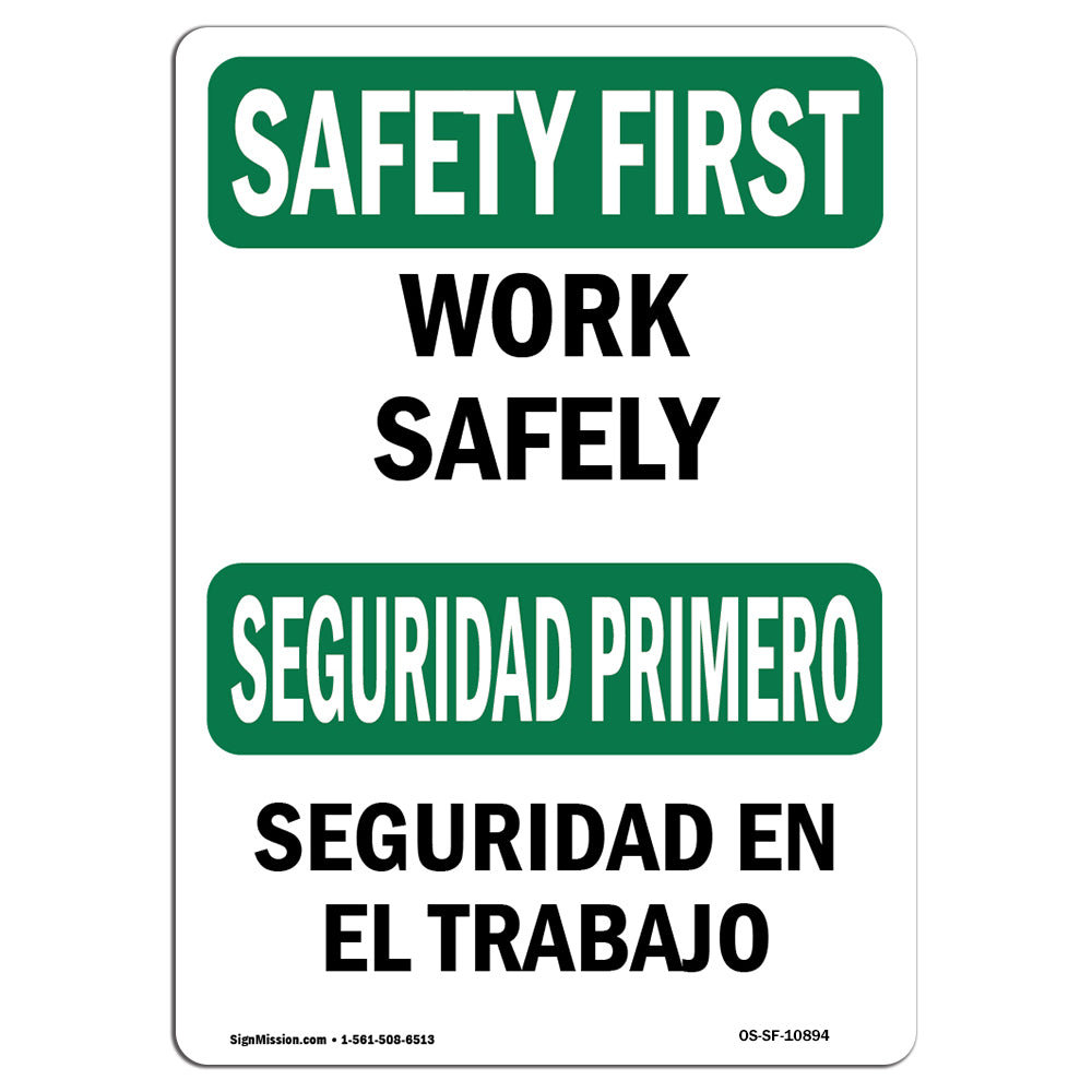 SignMission Work Safely Bilingual Sign | Wayfair