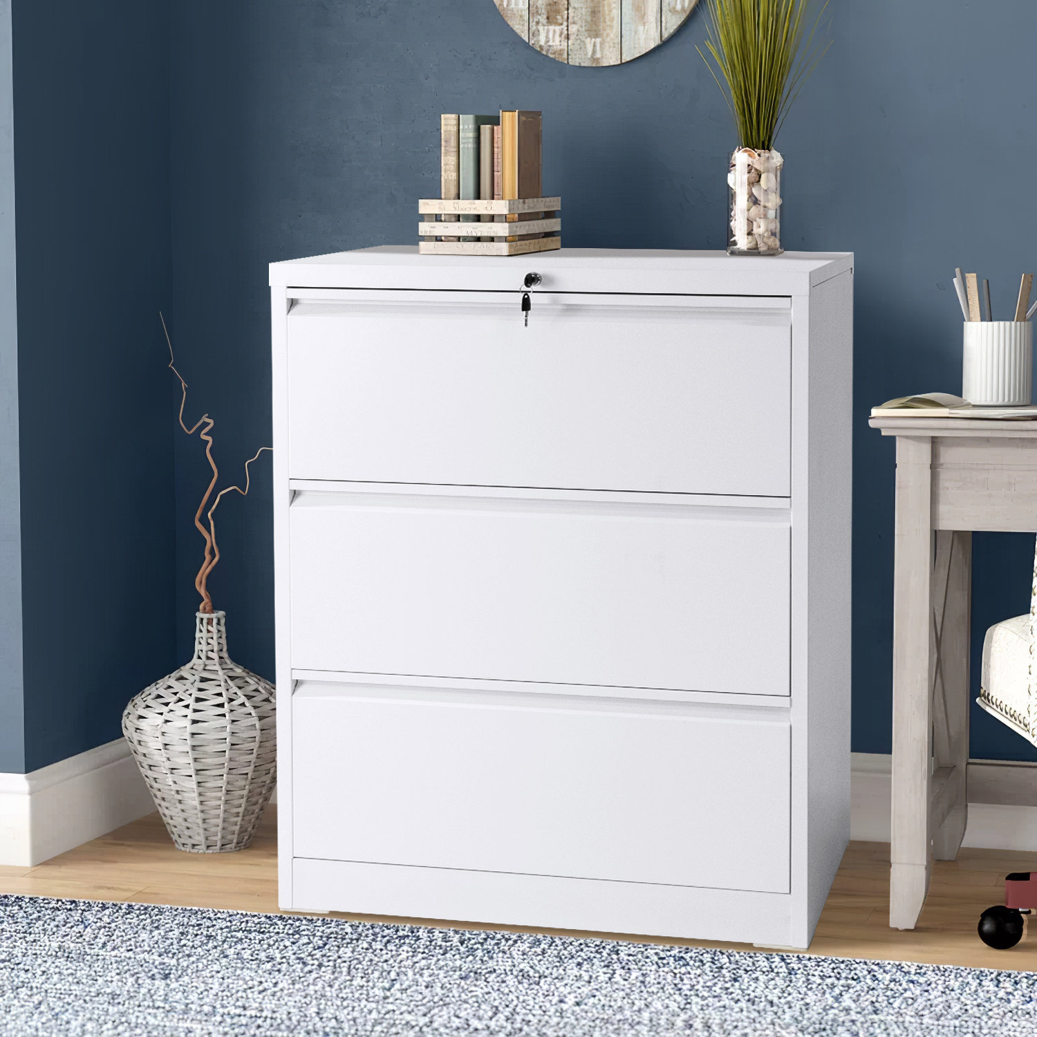 Inbox Zero 36'' Wide 3 -Drawer Steel Lateral Filing Cabinet & Reviews ...