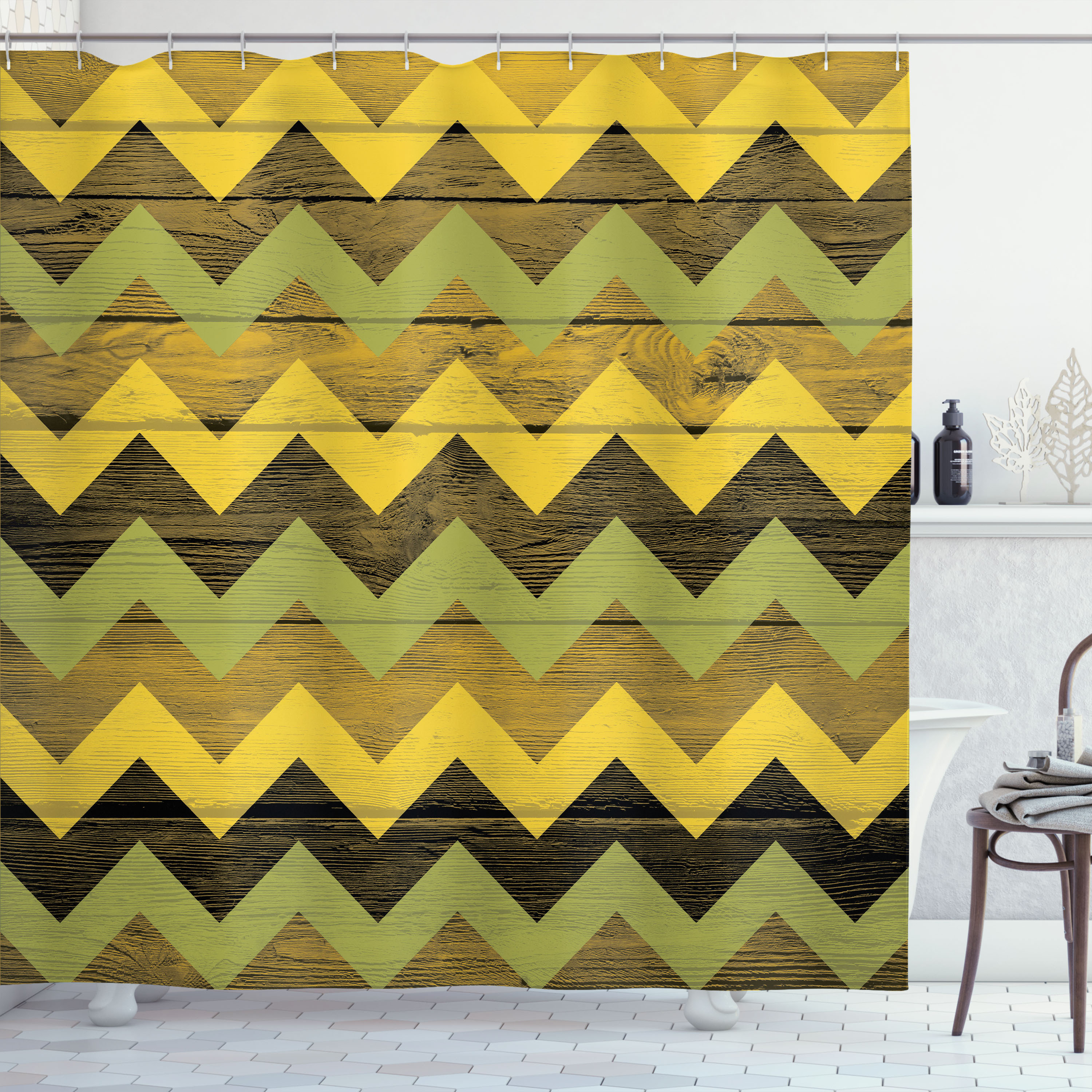 East Urban Home Chevron Shower Curtain Zigzag Rustic Lines Pattern