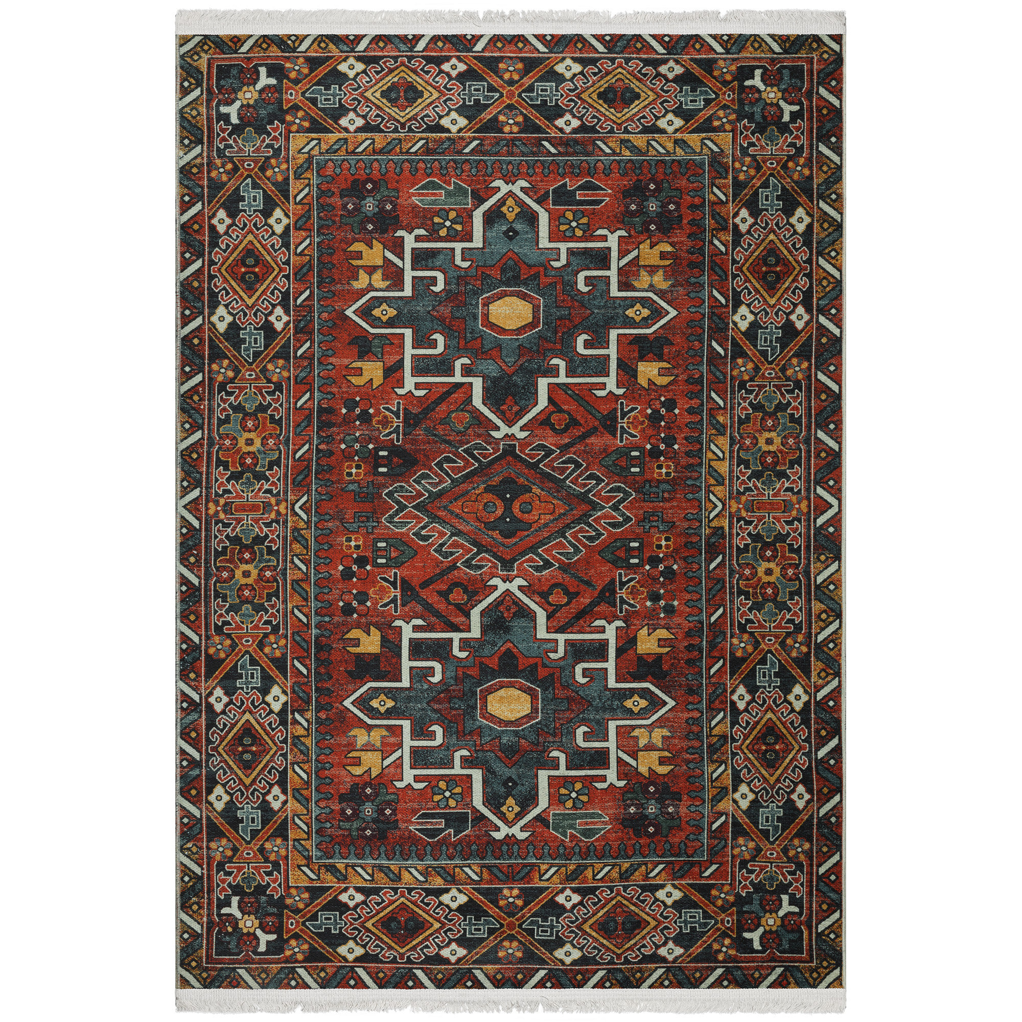 Ottomanson Wrinkle Free Flatweave Traditional Red Area Rug for Living ...