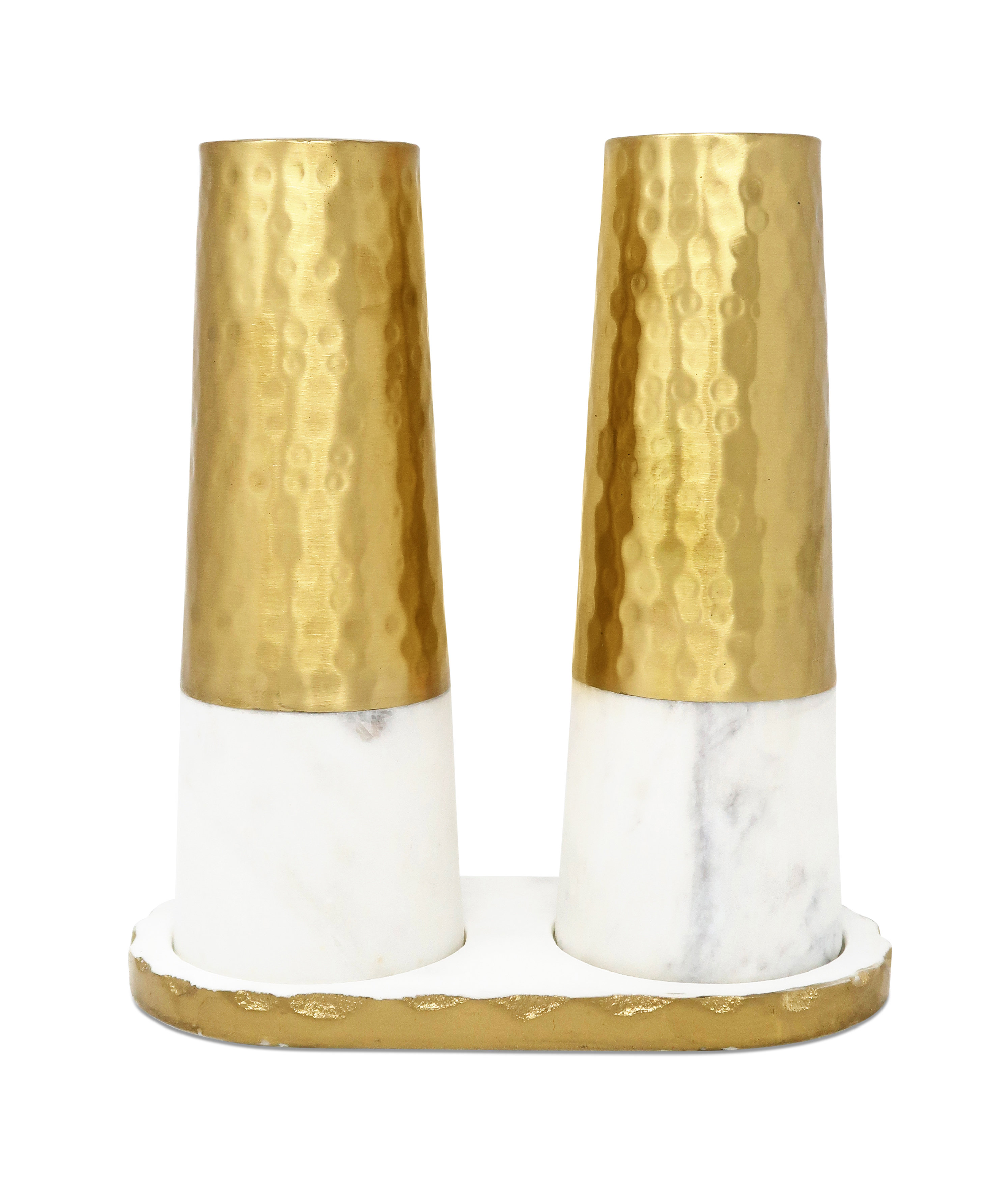 Classic Touch Marble And Gold Salt & Pepper Shaker Set On Tray ...