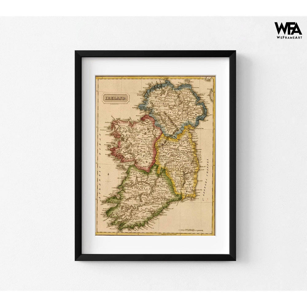 WeFrameArt Ireland 1817, Map Of Ireland Print, Irish Office Decor ...