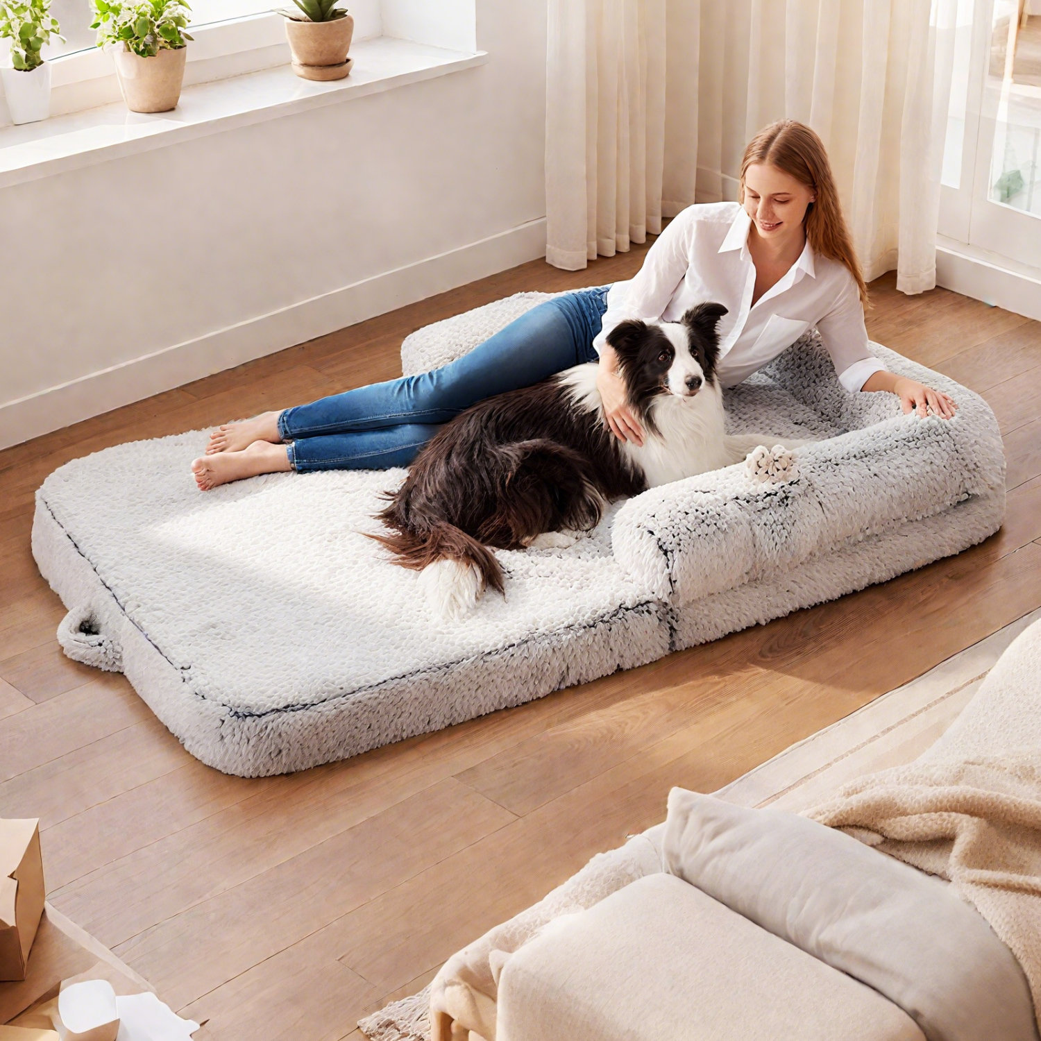 Tucker Murphy Pet™ 54X38 Inch Foldable Human-Pet Sharing Bed With ...