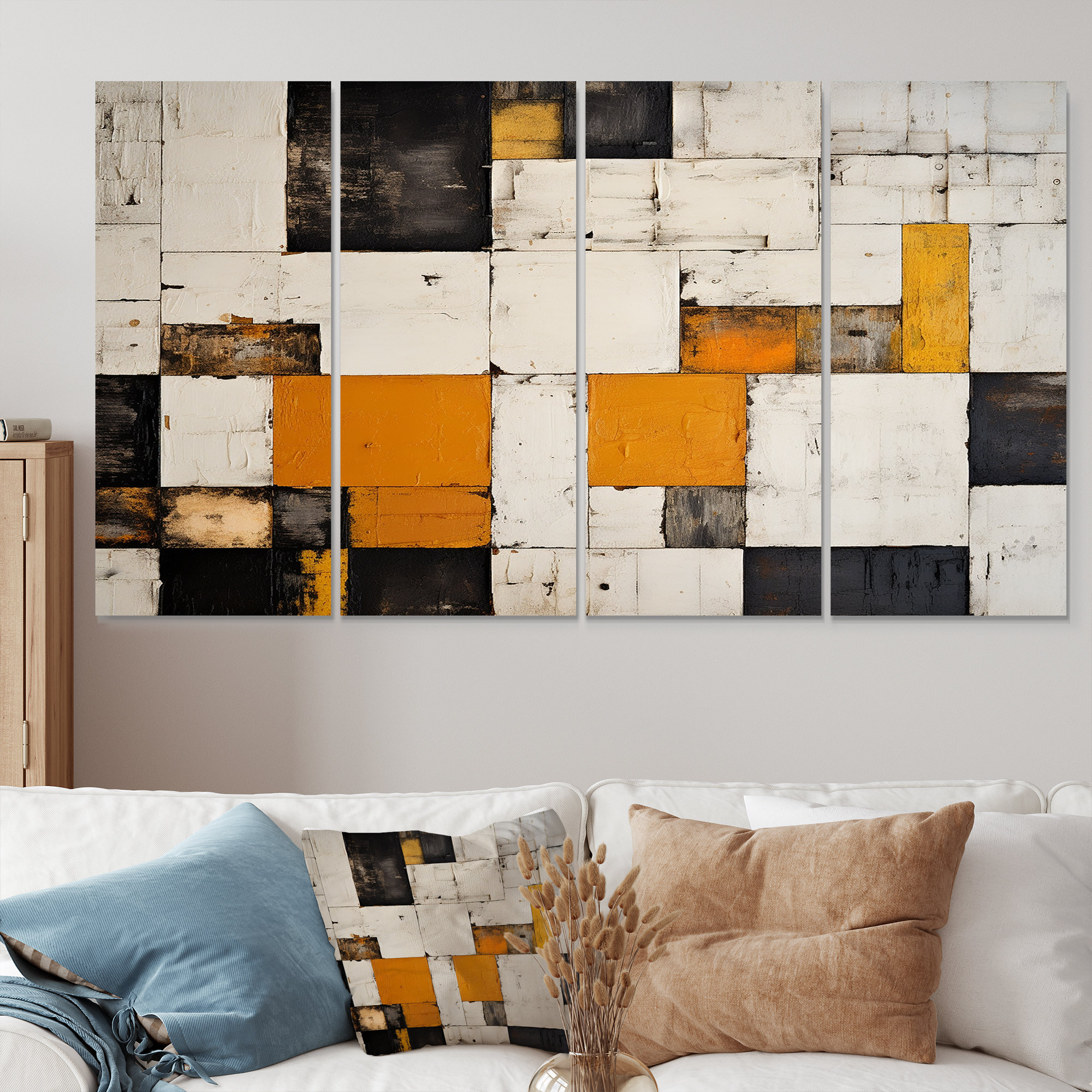 Ivy Bronx Cubist Retro Patchwork - Abstract Wall Art Set 4 Piece | Wayfair