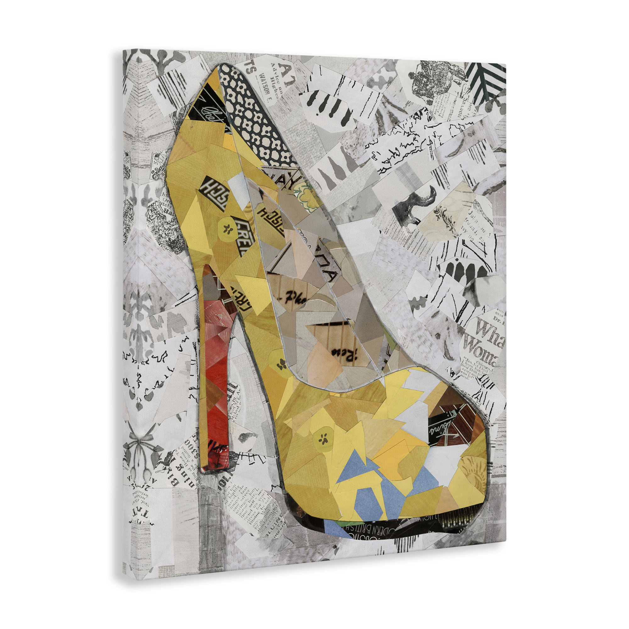 Lark Manor Collaged Yellow Heel Canvas Wall Art by Coco Good - Wayfair ...