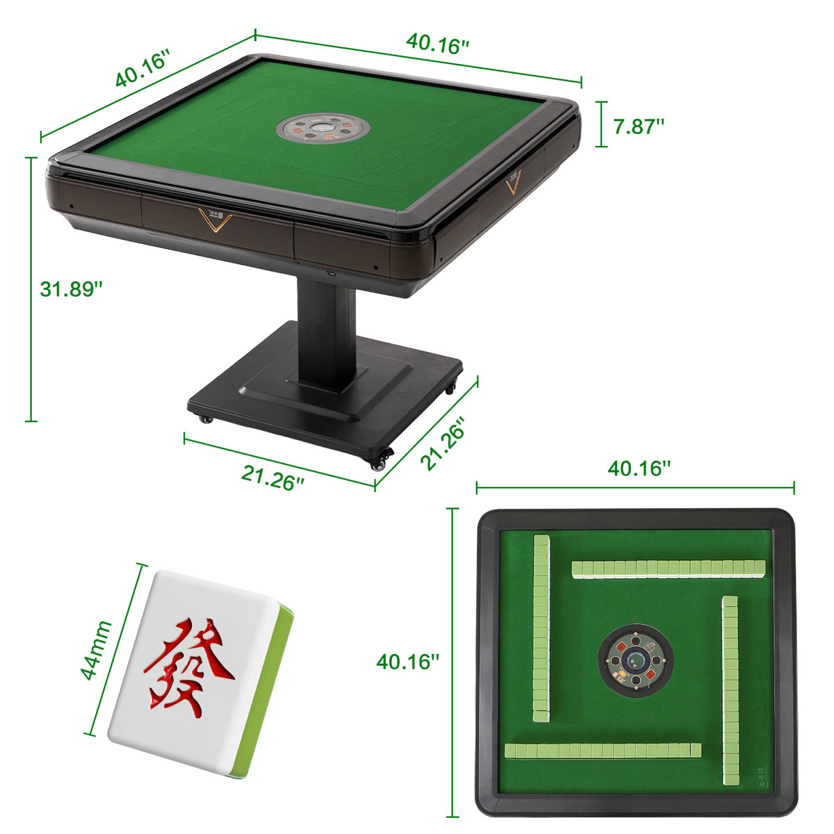 VERZEY Foldable Automatic Mahjong Table 152 Mahjong Chinese and ...