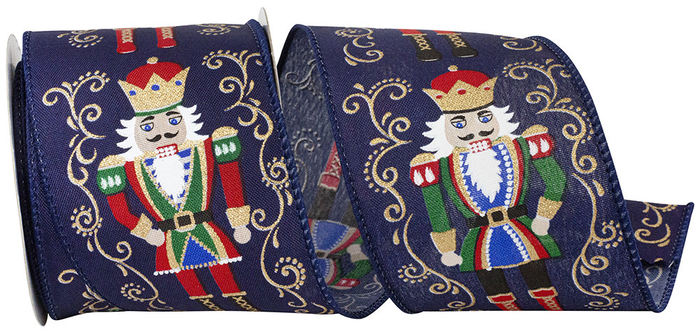 The Holiday Aisle® 2-1/2"X10Yd Navy Nutcracker Filigree Elegance Wired ...