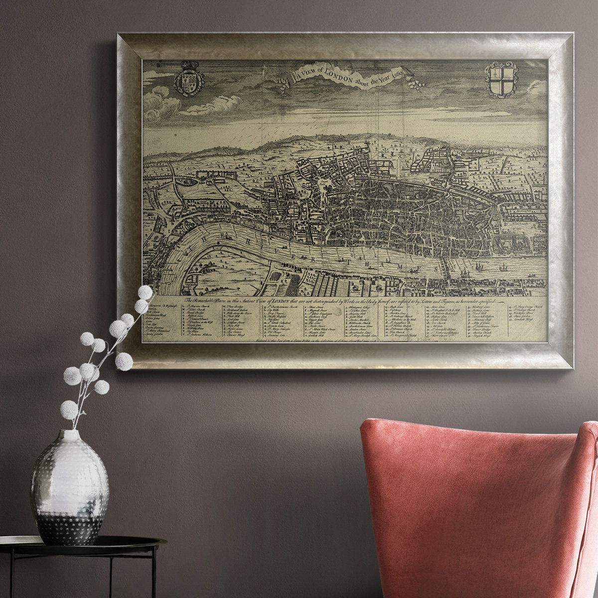 Williston Forge Birds Eye View Of London Premium Framed Canvas- Ready ...