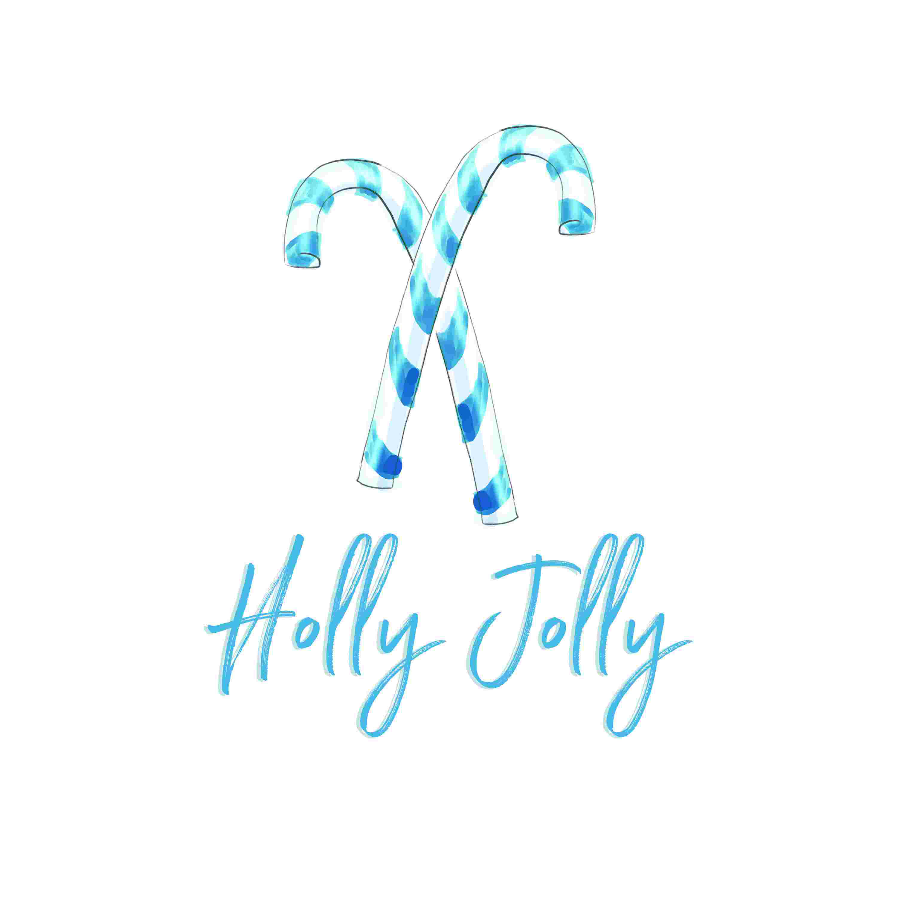 Trinx Holly Jolly Blue - Wrapped Canvas Textual Art | Wayfair