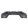 Hokku Designs Dark Gray Italian Leather Power Reclining U Shaped Ten ...