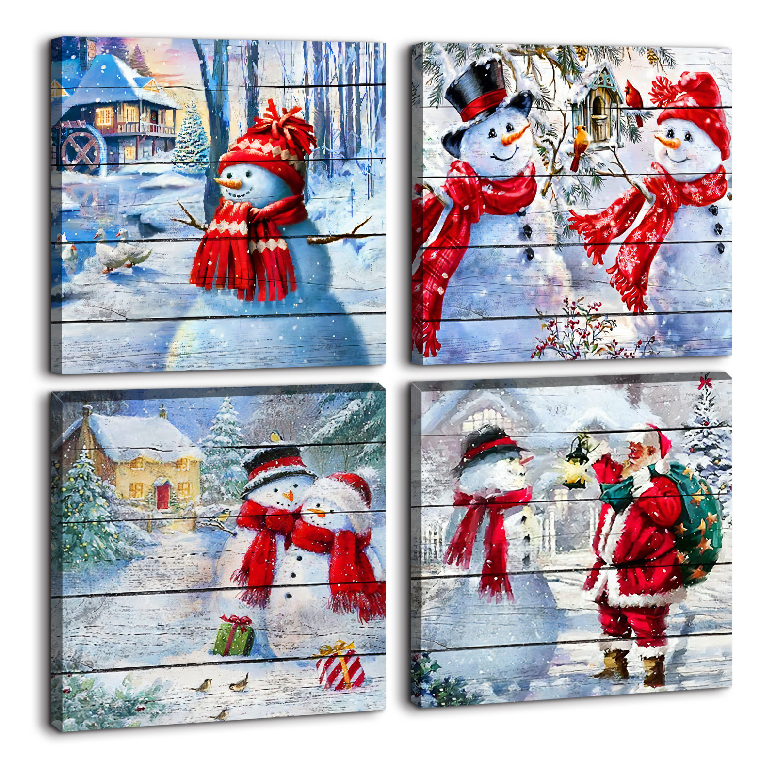 The Holiday Aisle® 4 Piece Wrapped Canvas Painting | Wayfair