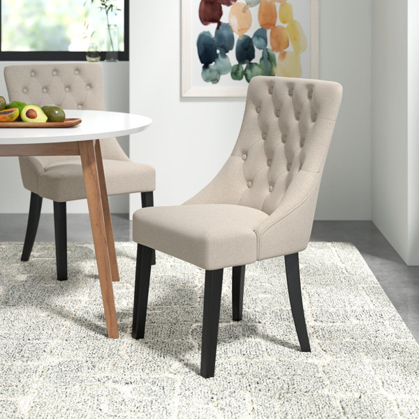 Wade Logan® Miesville Upholstered Side Chairs, Cream Linen & Reviews ...
