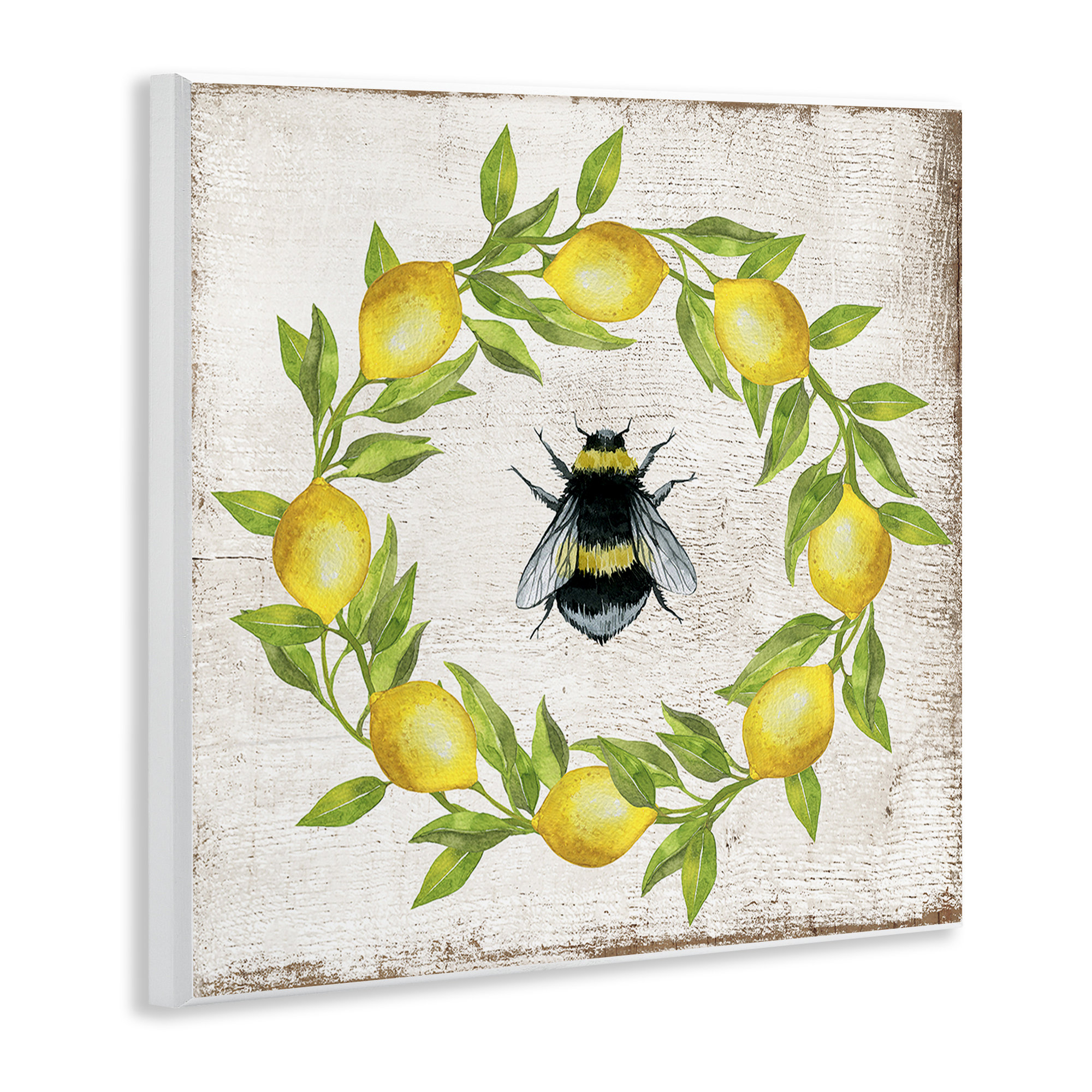 Ophelia & Co. Lemon & Bee Wreath Wall Plaque Art by Creatif Belle - Wayfair Canada