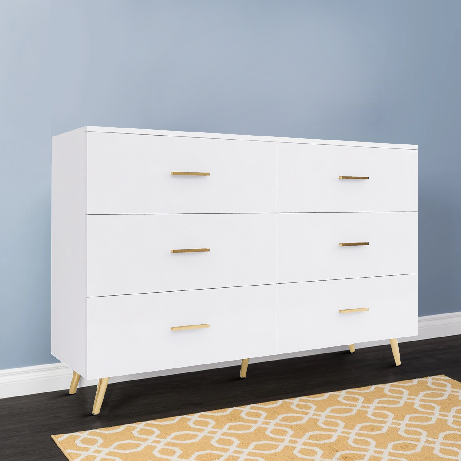 Mercer41 Practical design Freestanding dresser with Metal Legs and six ...