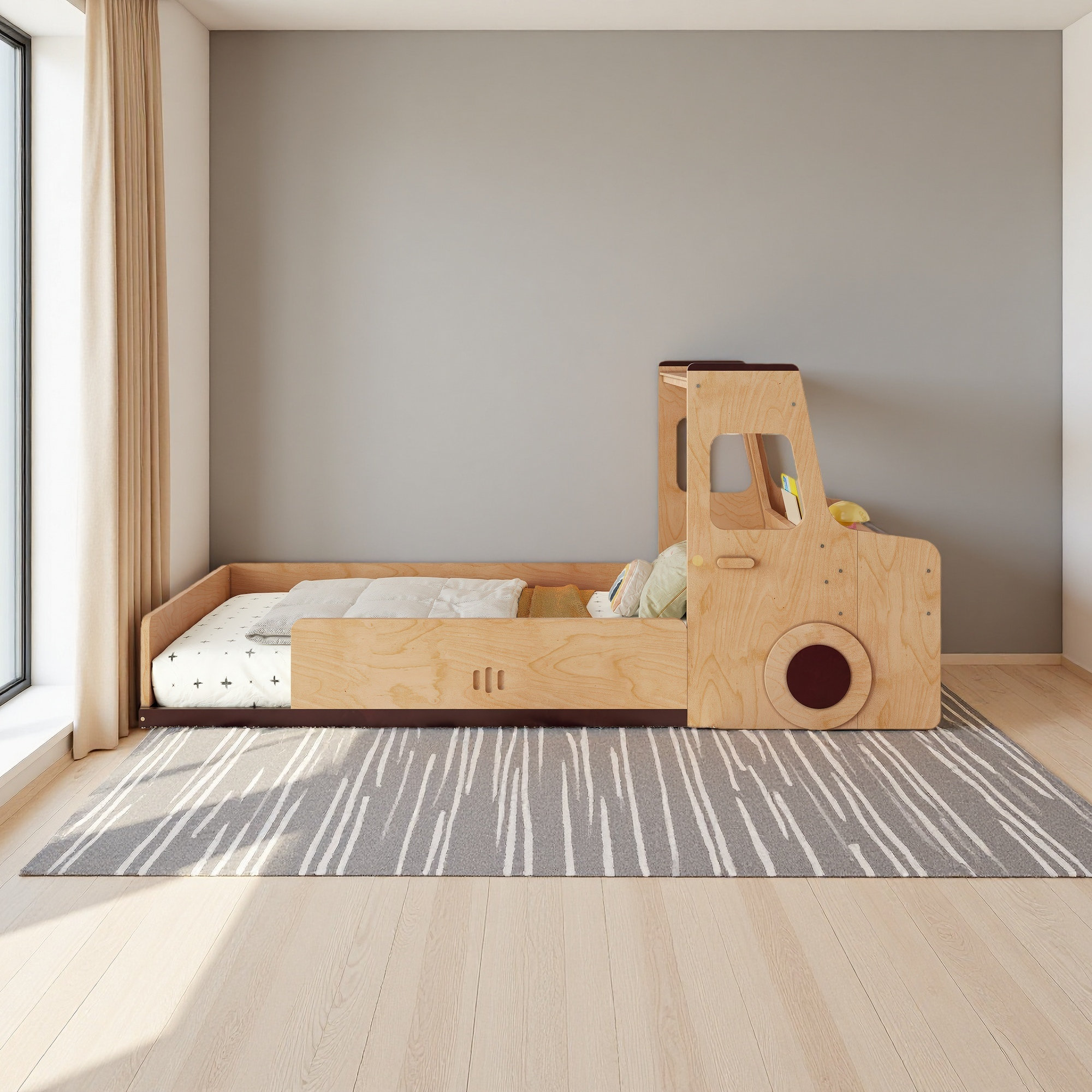 Harriet Bee Floor Bed With Interesting Car-Shape Design, Kids Car Floor ...