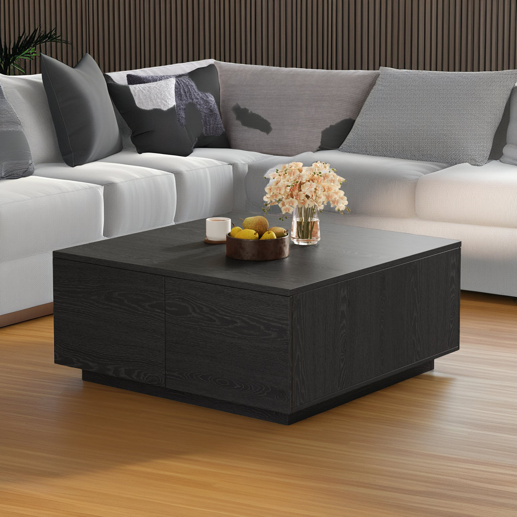 Latitude Run® 33.25" Square Coffee Table with 4 Drawers – Modern ...