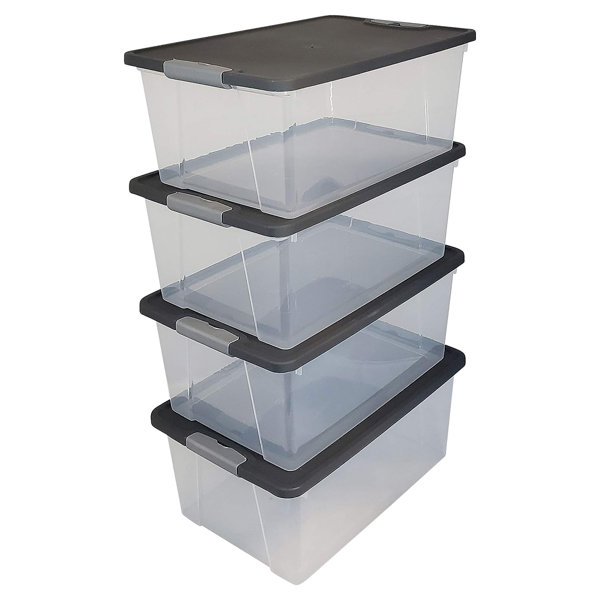 Homz Secure Latch Large Clear Stackable Storage Container w/ Lid ...