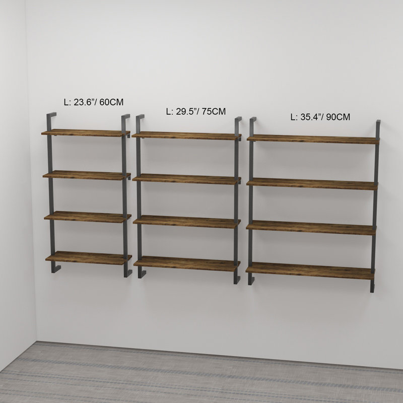17 Stories 4-Shelf Bookshelf Wall Mount Bookcase Floating Etagere ...