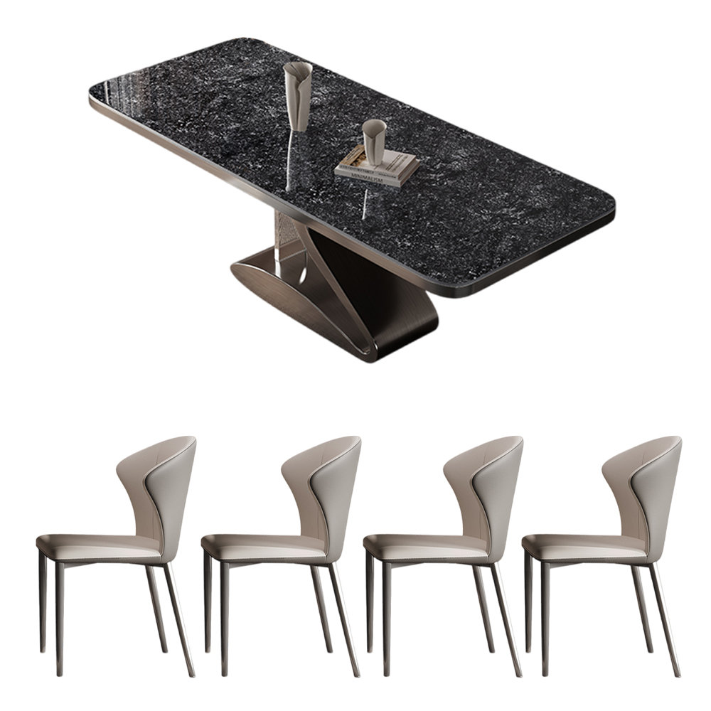 Elamer Italian style luxury rectangular dining table sets | Wayfair
