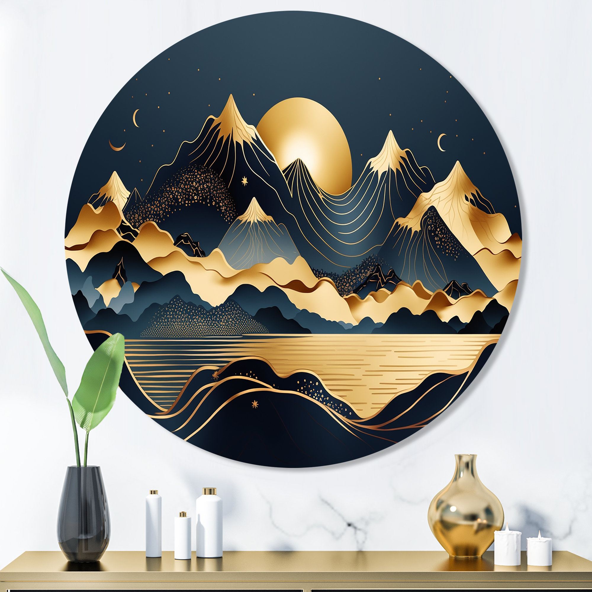 Mercer41 Stonehouse Gold Minimalist Mountains II | Wayfair