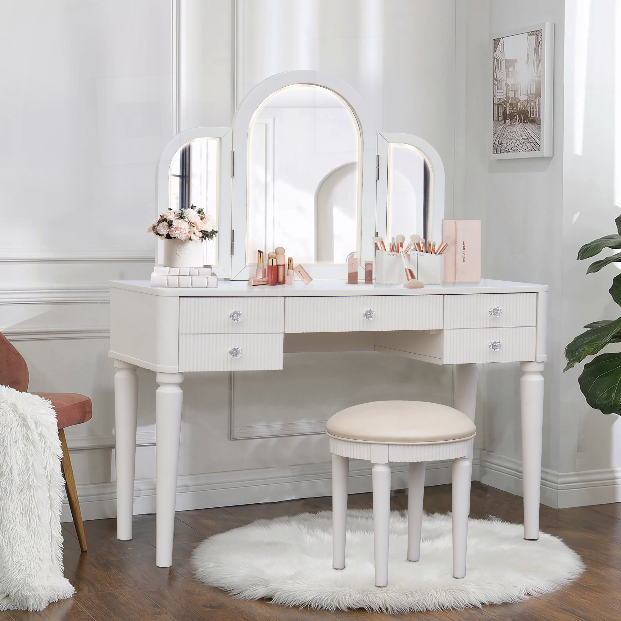 Red Barrel Studio® Mirrored Vanity with LED Light | Wayfair