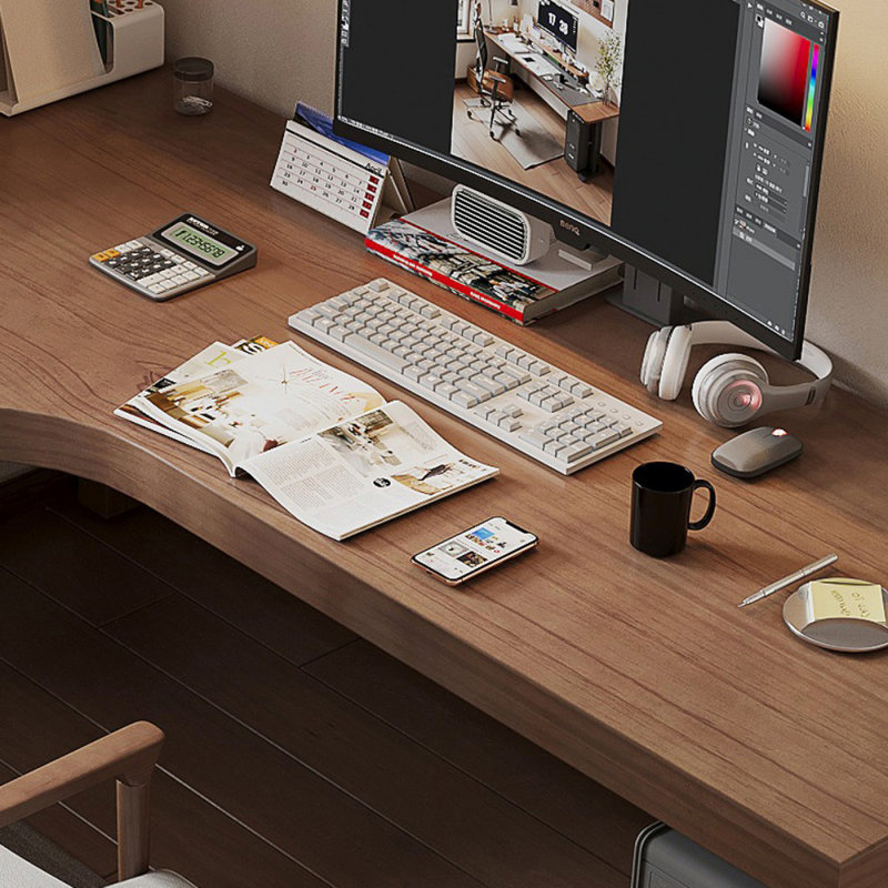 Furnire Lewi Tan Rectangular Solid Wood desks | Wayfair