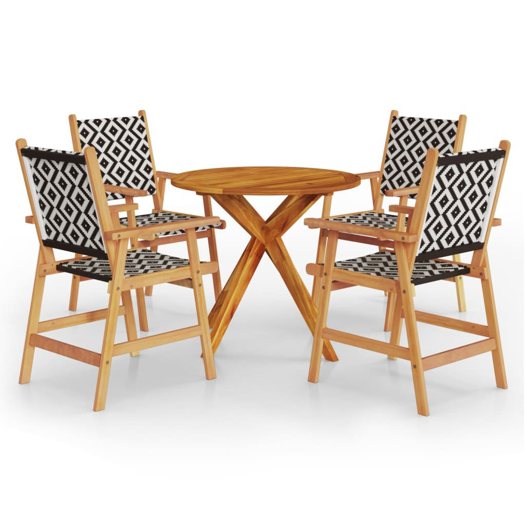 Union Rustic Patio Table and Chairs Conversational Set Solid Acacia ...