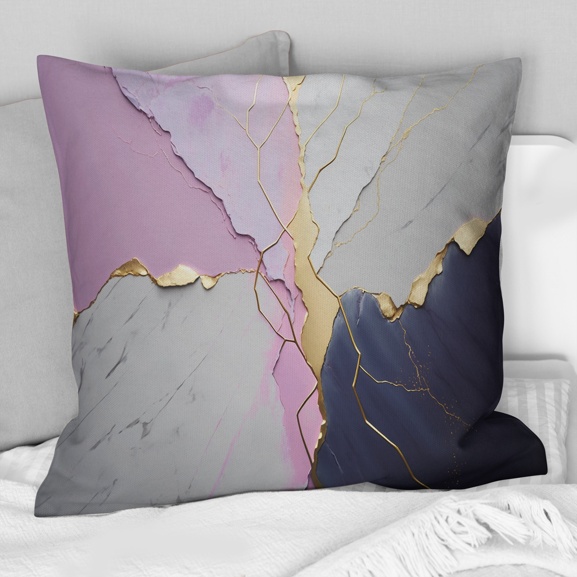 Design Art Abstract Geode Pink IV - Abstract Marble Printed Throw ...