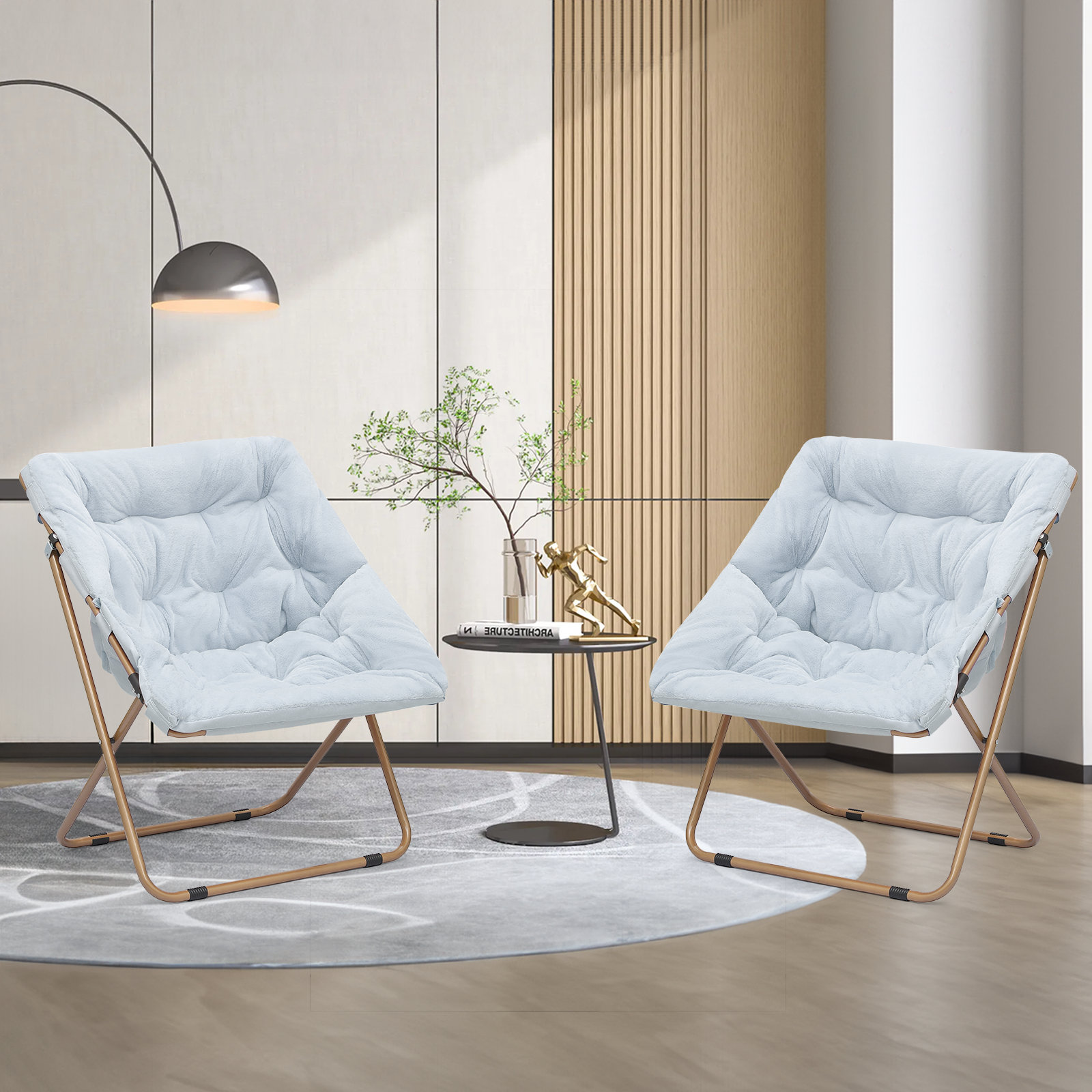 Lark Manor™ Ariadnna Saucer Chair Folding Accent Moon Chair with Metal ...