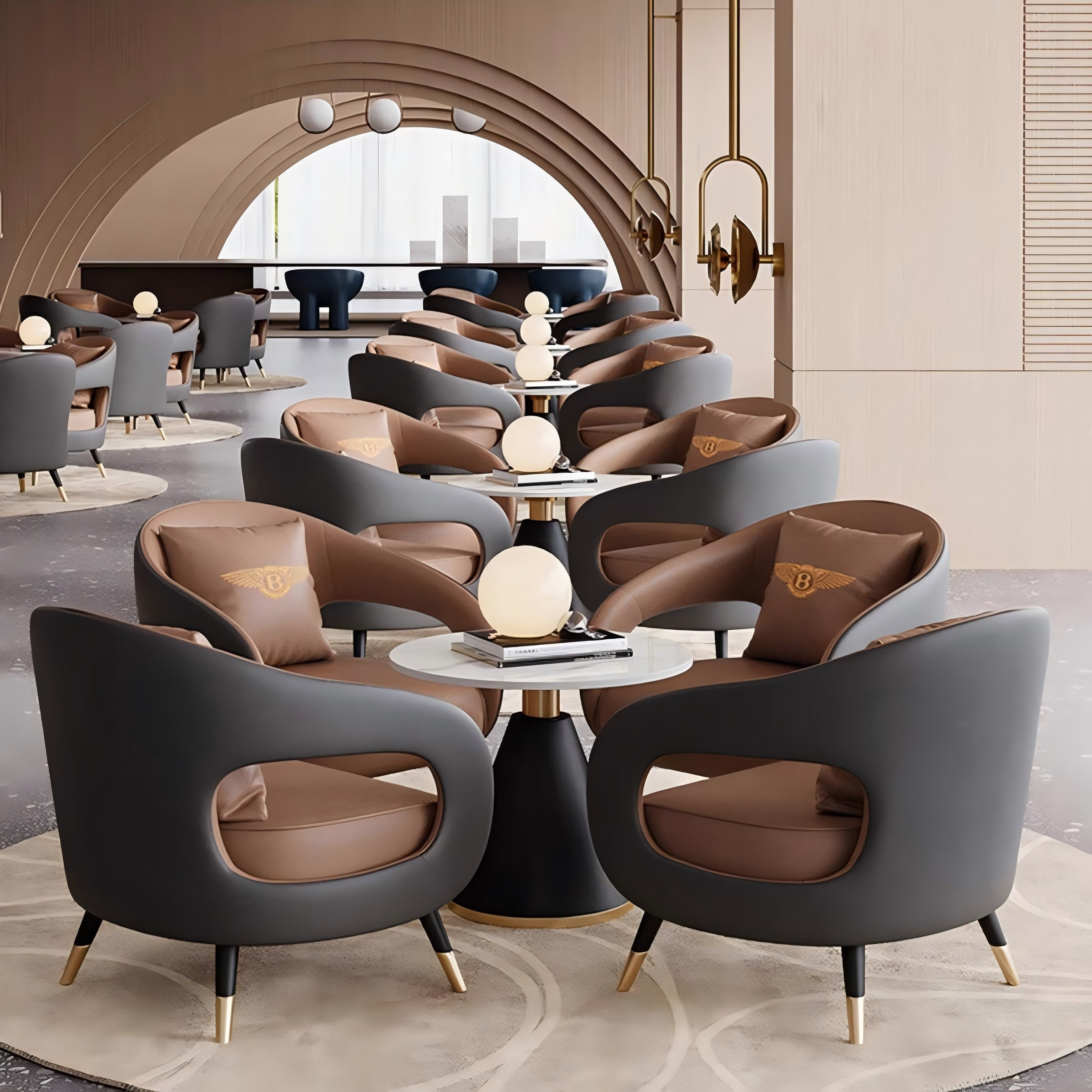 Brass Foam Browm Negotiation Table and Chair Set,4-Chairs | Wayfair