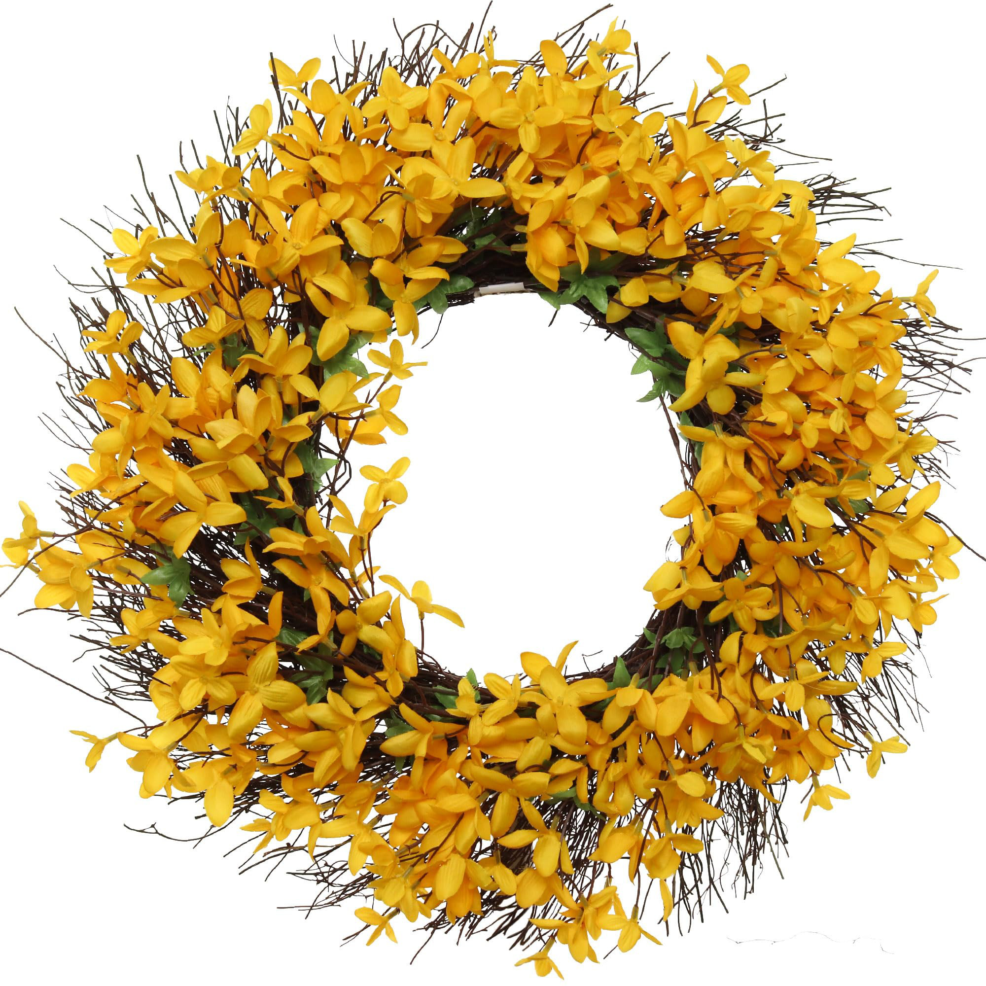 One Allium Way® 8-pack 22" Sunny Yellow Forsythia Wreath With Grapevine ...