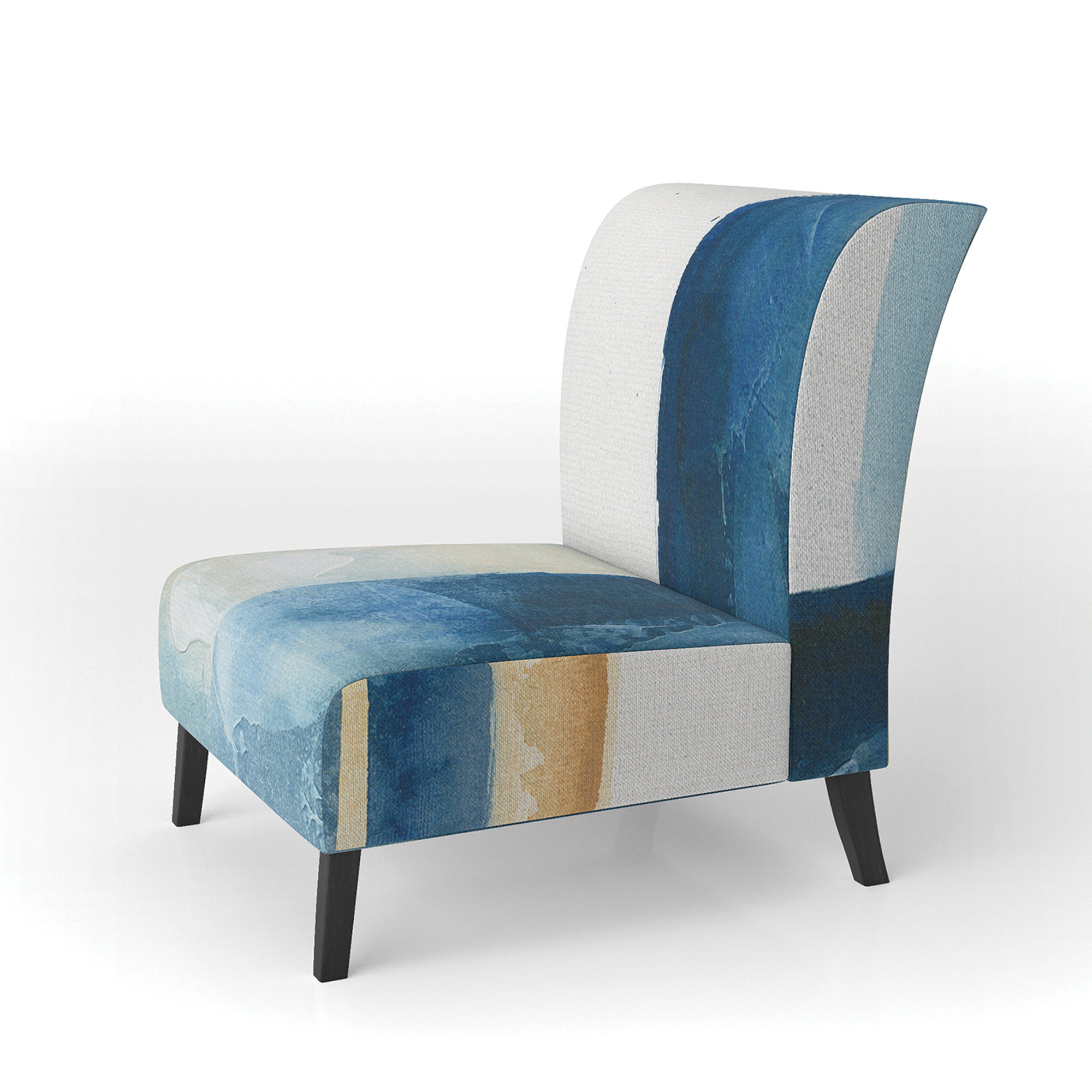 East Urban Home Indigo Panel IV - Glam Modern Upholstered Slipper Chair ...