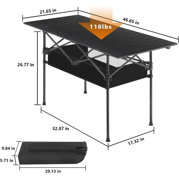 Arlmont & Co. Olessya Folding Steel Camping Table | Wayfair